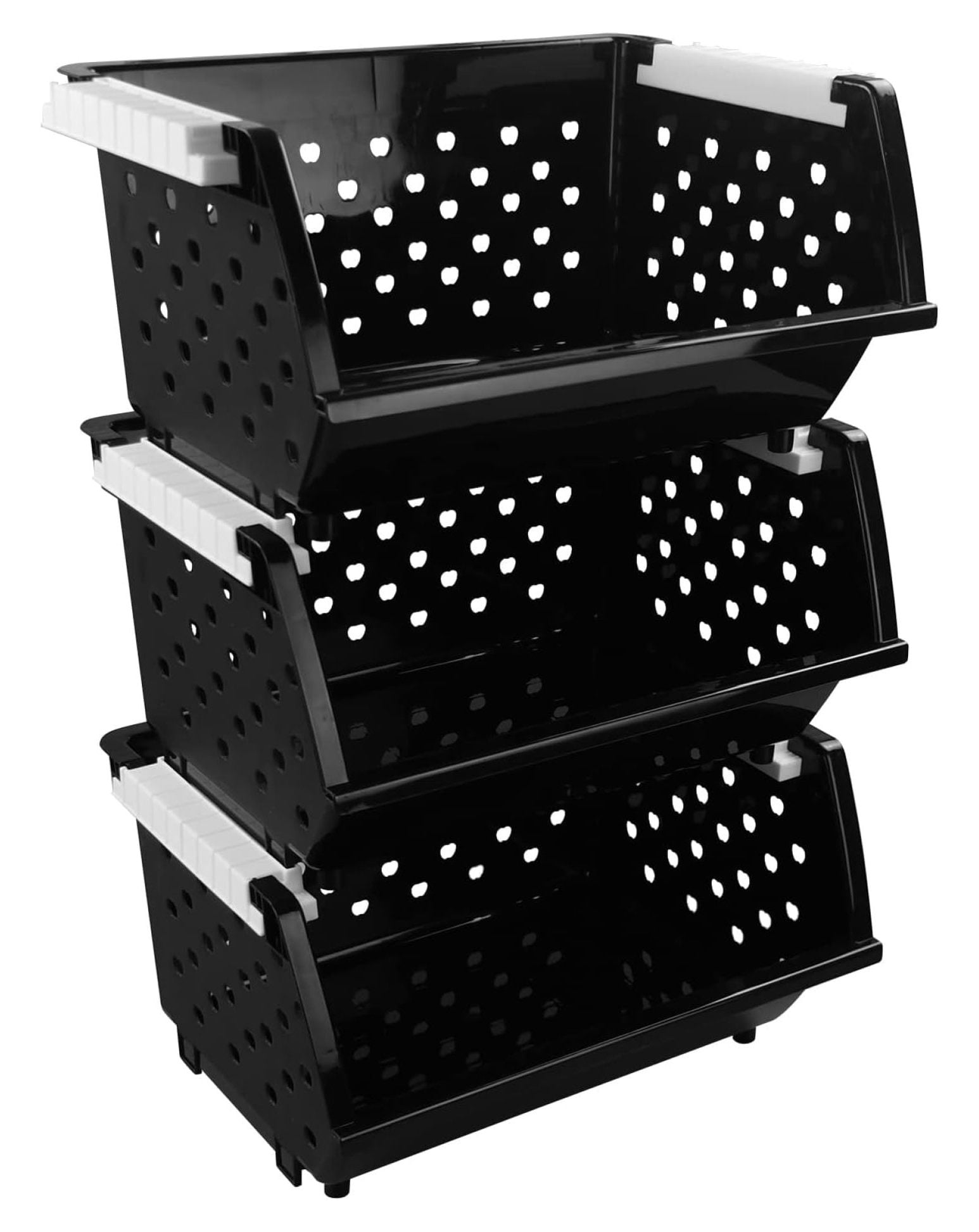 Drevy 3-Pack Plastic Stackable Organizer Basket, Stacking Storage ...