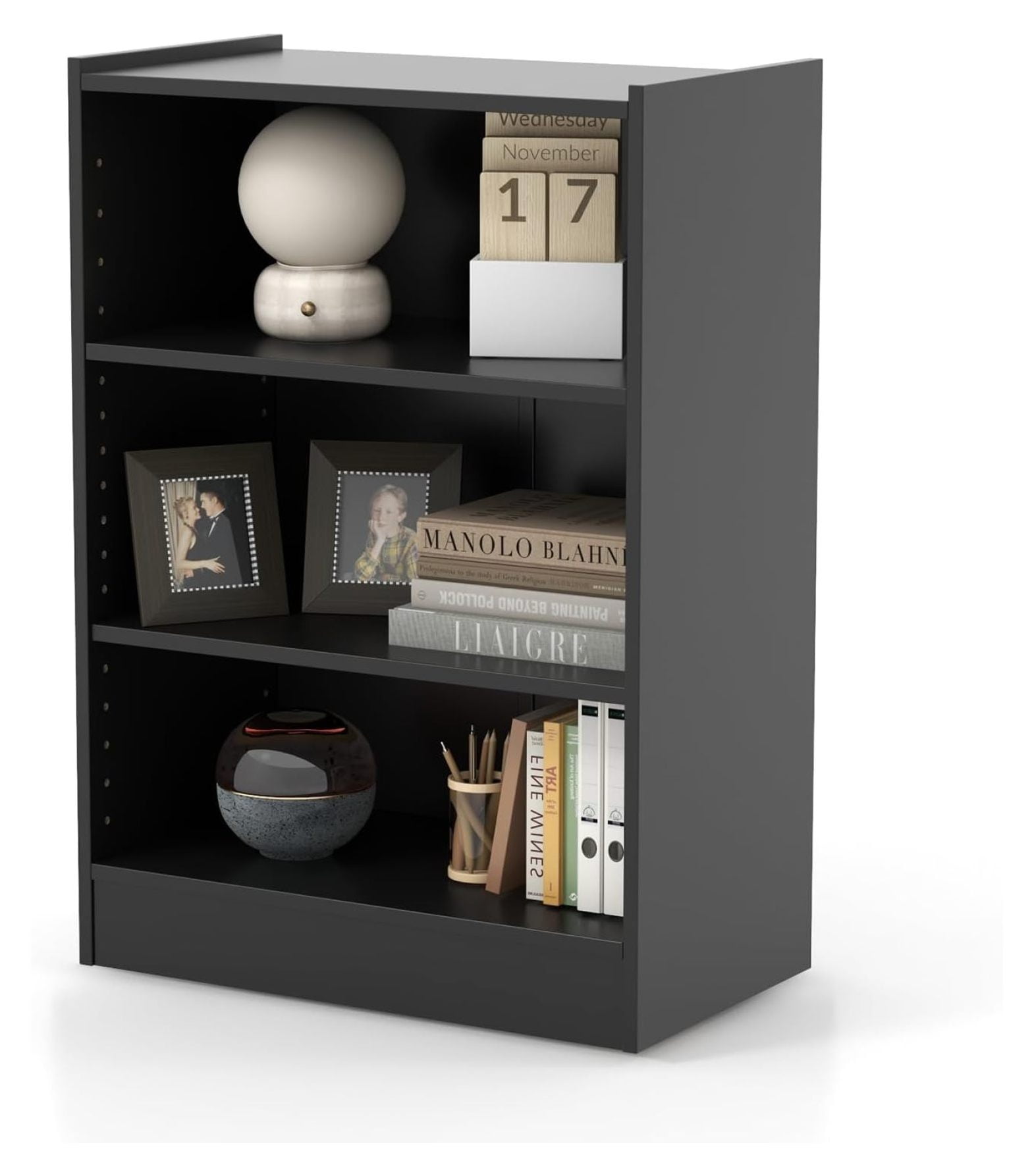 Drevy 3-Tier Open Bookcase, Freestanding Modern 3-Cube Bookshelf with ...