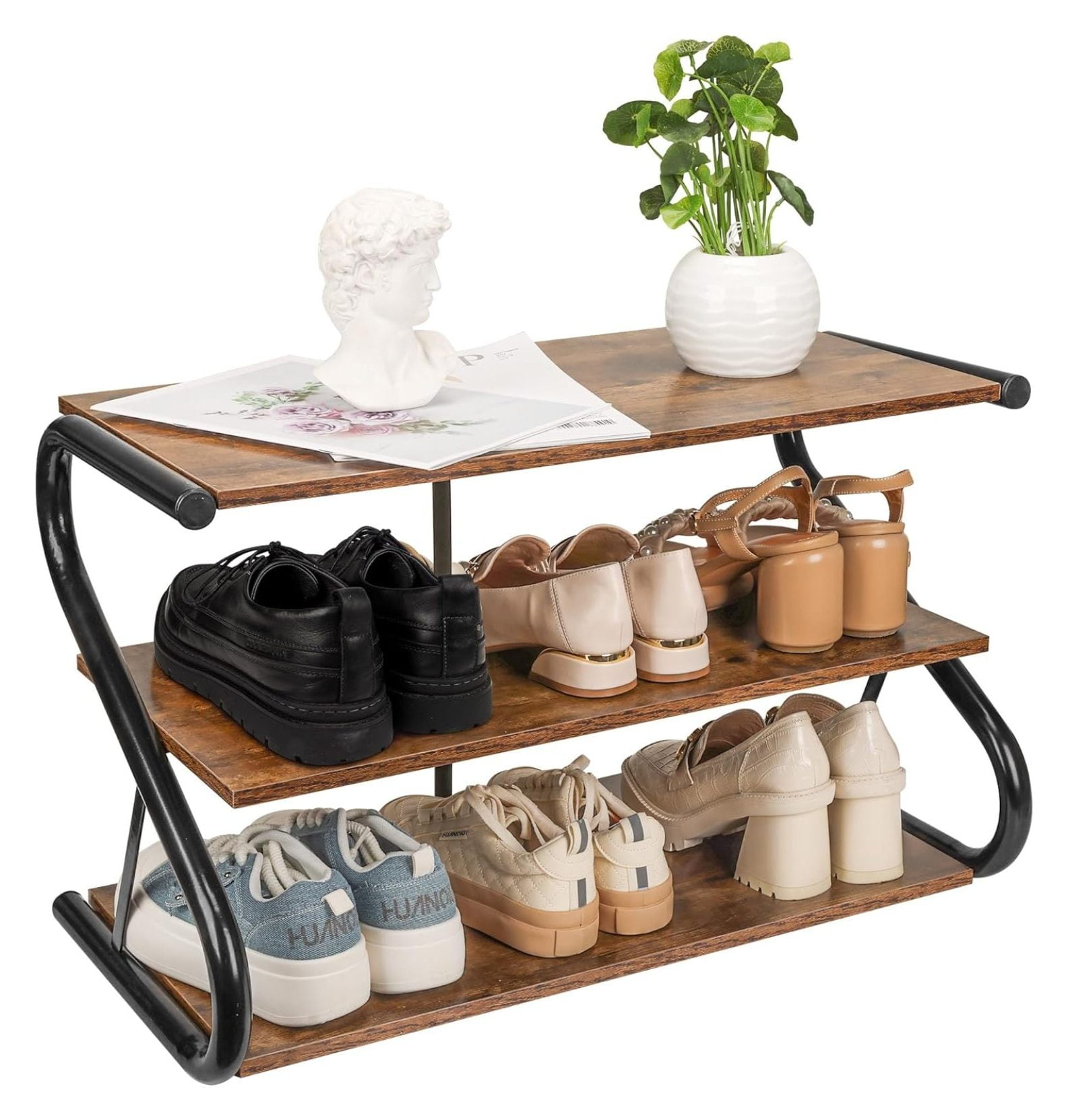 Drevy 3 Tier Shoe Rack for Entryway - Standing Shoe Racks for Hallway ...