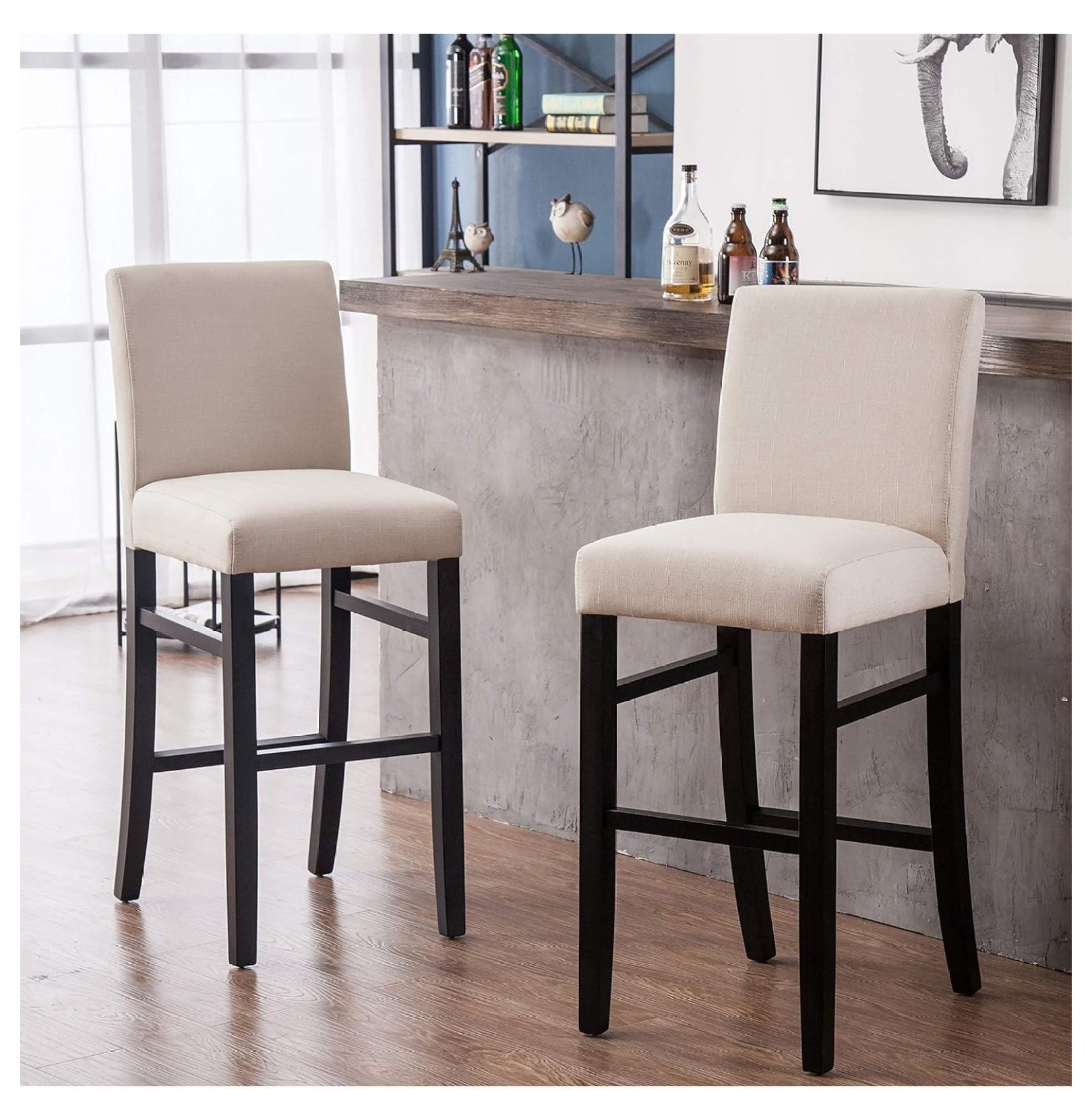 Drevy 30" Counter Height Bar Stools Set of 2 & 4 with Back Fabric ...