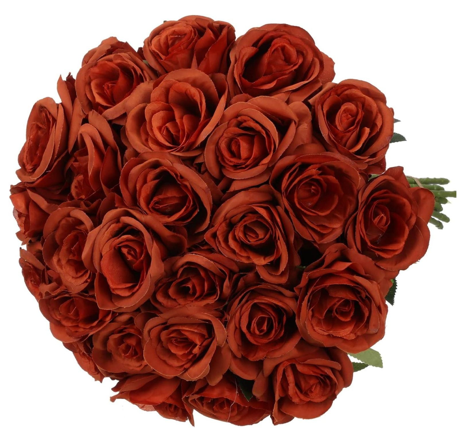 Drevy 30 Pcs Artificial Roses Burnt Orange Flowers Faux Rose Stems for ...