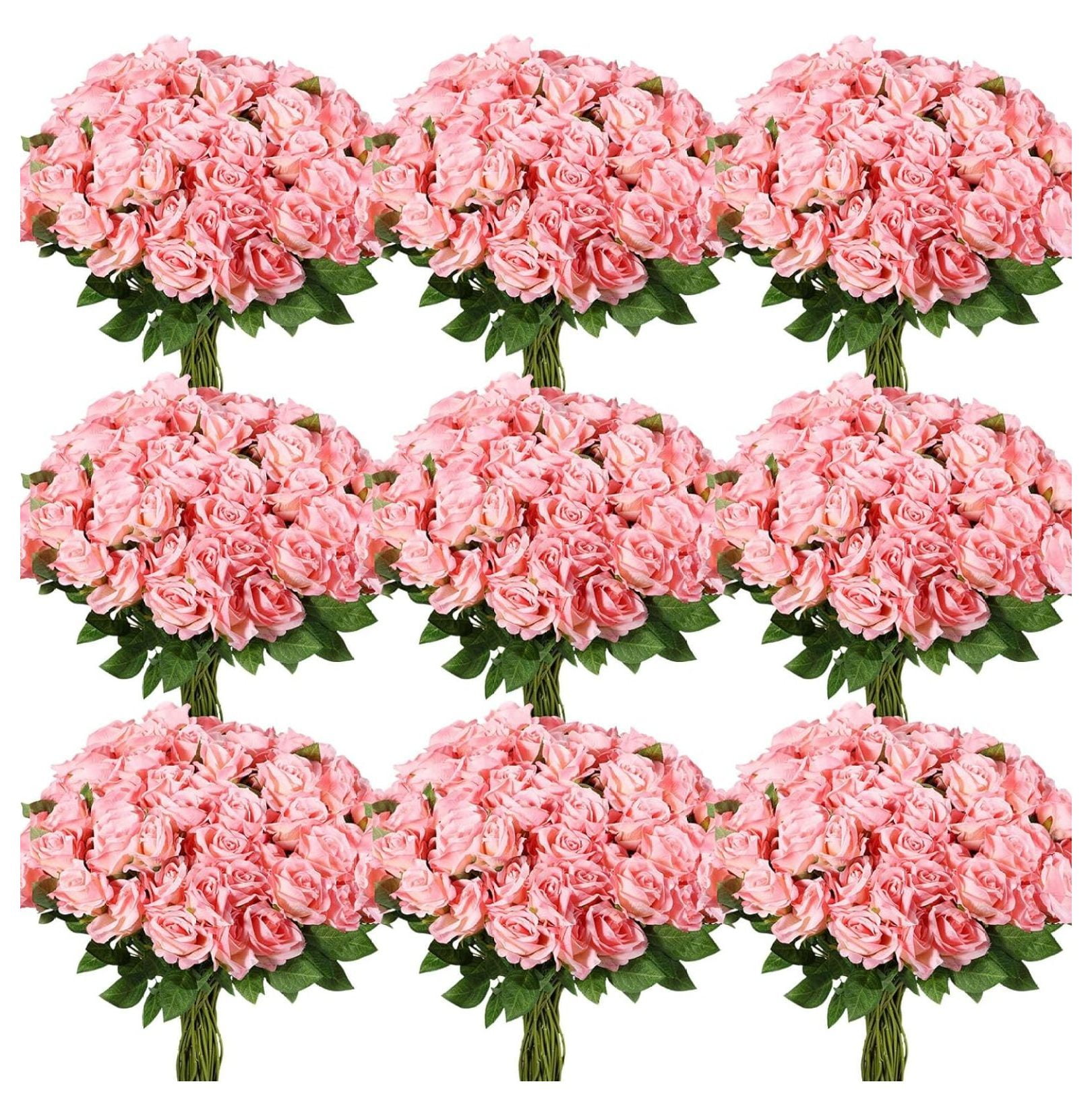 Drevy 300 Pieces Artificial Rose Flower Realistic Silk Roses with ...