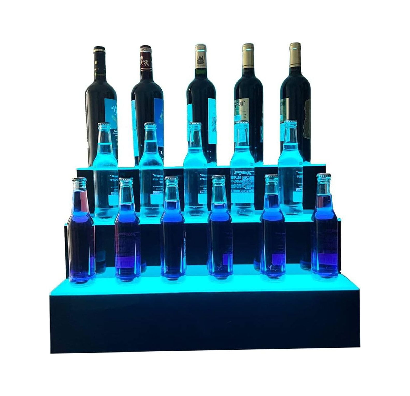 Drevy 31 Inch 3 Step LED Lighted Liquor Bottle Display Illuminated ...