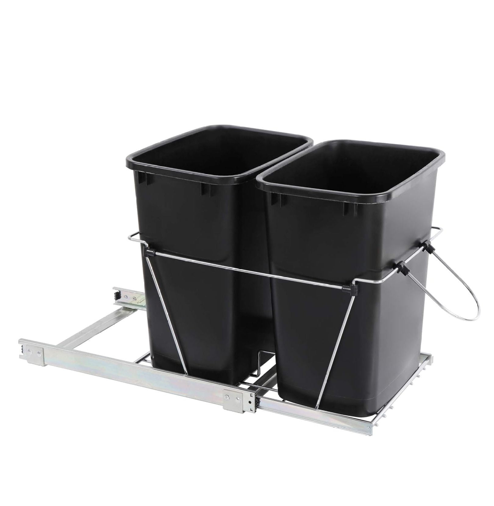 Drevy 35 Quart Sliding Pull Out Trash Can Double Waste Container ...
