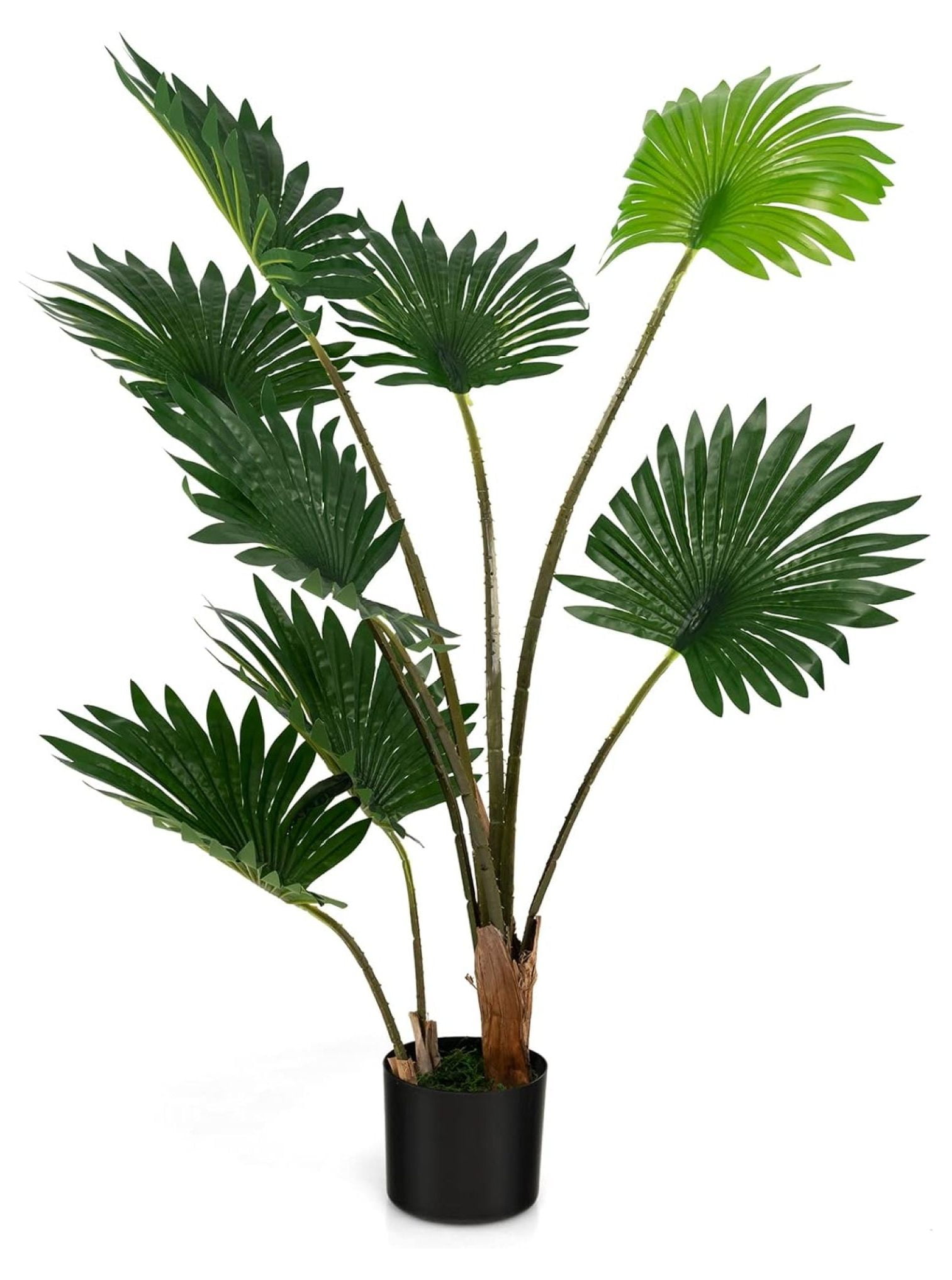 Drevy 4 Feet Artificial Fan Palm Tree, Fake Palm Tree with 8 Large ...