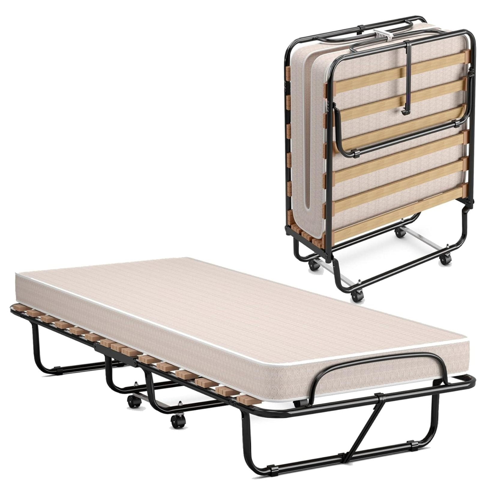 Drevy 4" Memory Foam Rollaway Bed with Steel Frame - Portable for Home ...