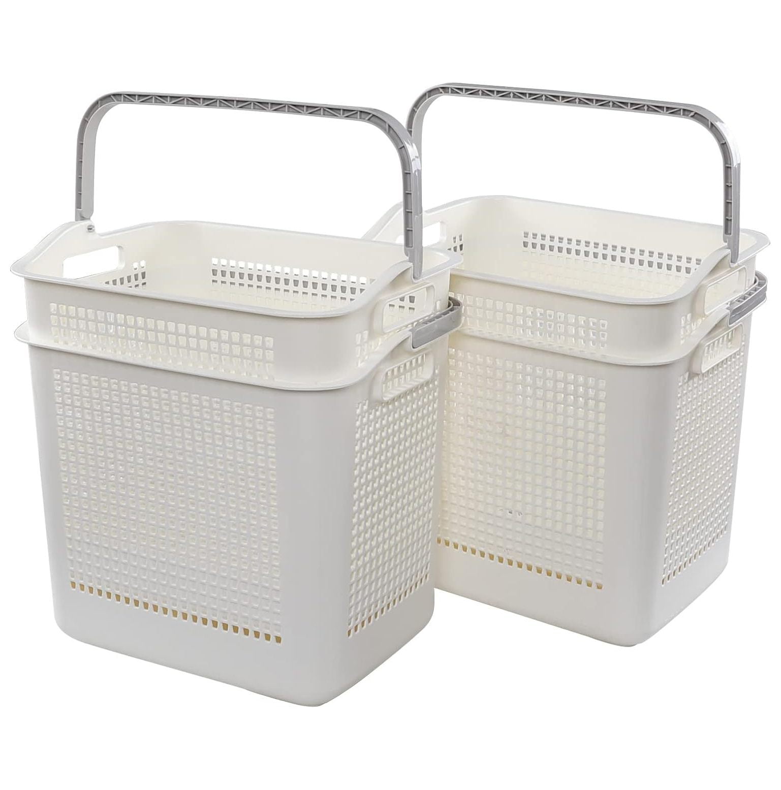 Drevy 4 Pack 35 L Plastic Laundry Basket with Handle, White Laundry ...
