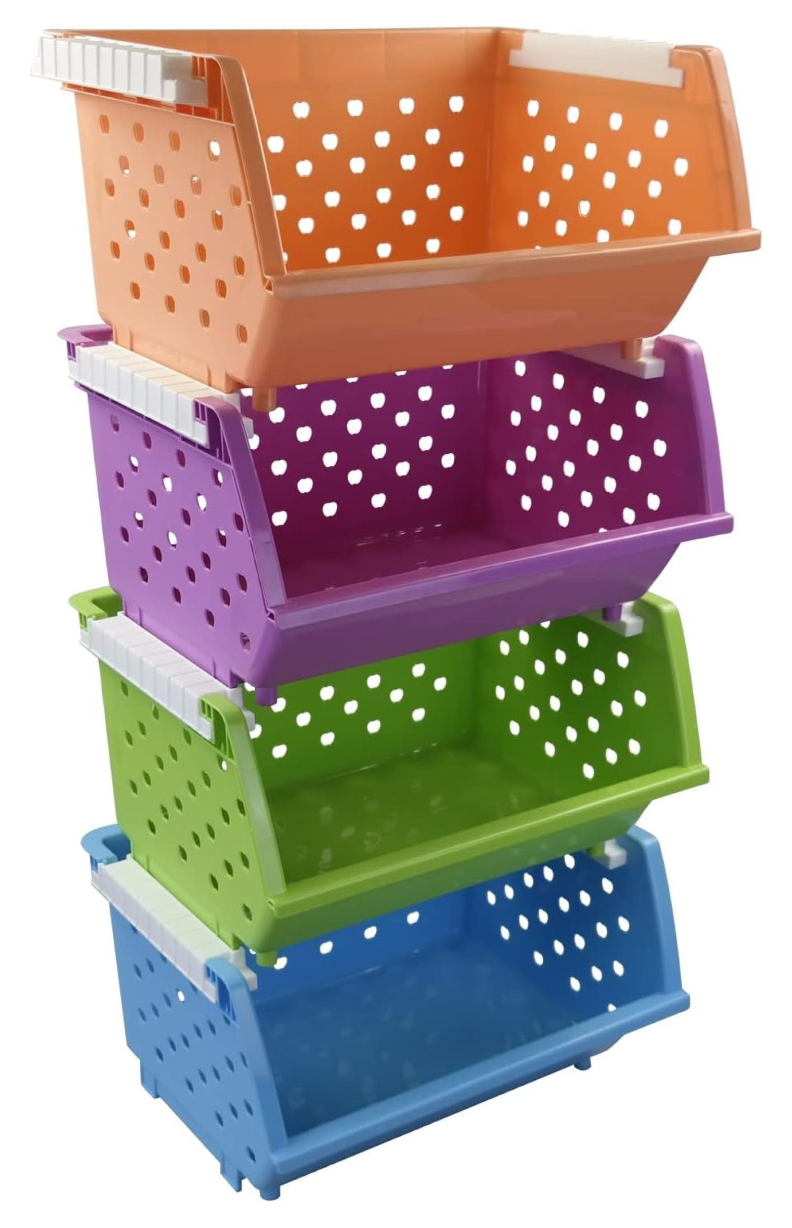 Drevy 4-Pack Colorful Plastic Stackable Kitchen Storage Basket ...