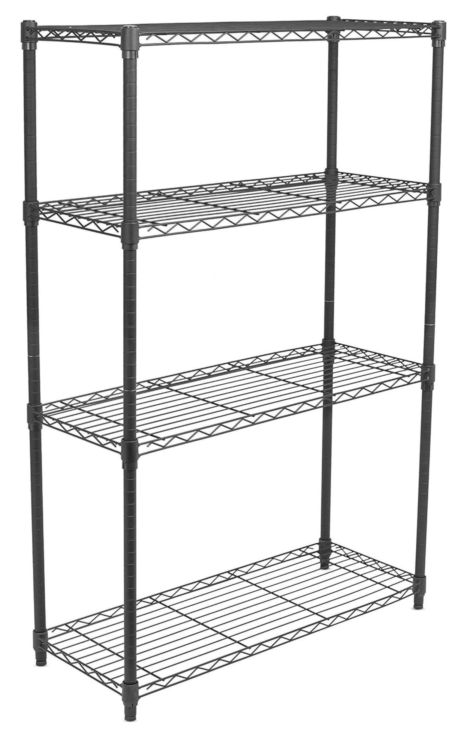 Drevy 4-Tier Wire Shelving - Flat Black - Heavy Duty Shelf - Wide ...