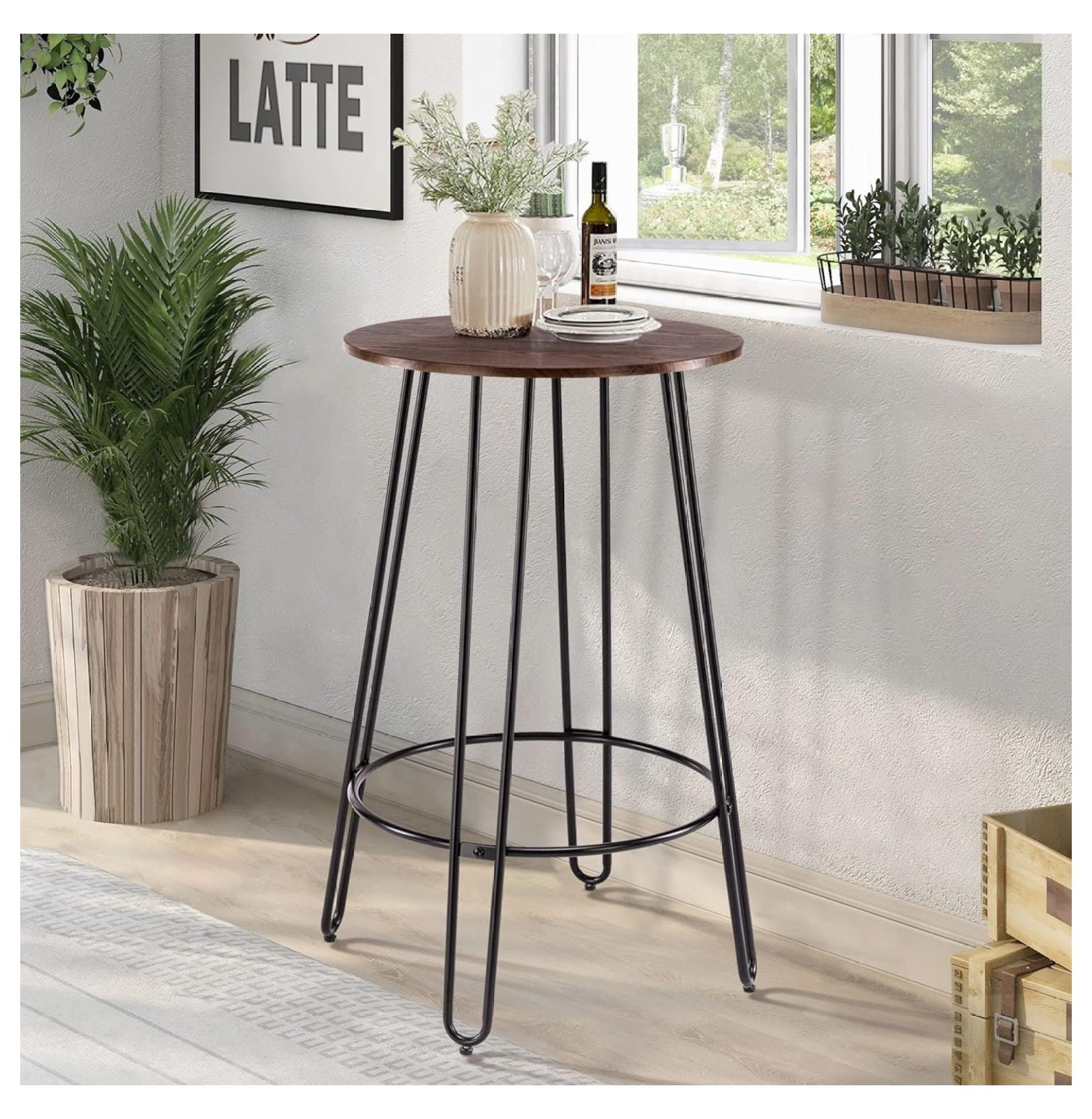 Drevy 41" Round Bar Table Bar Height Table Industrial Pub Table for ...