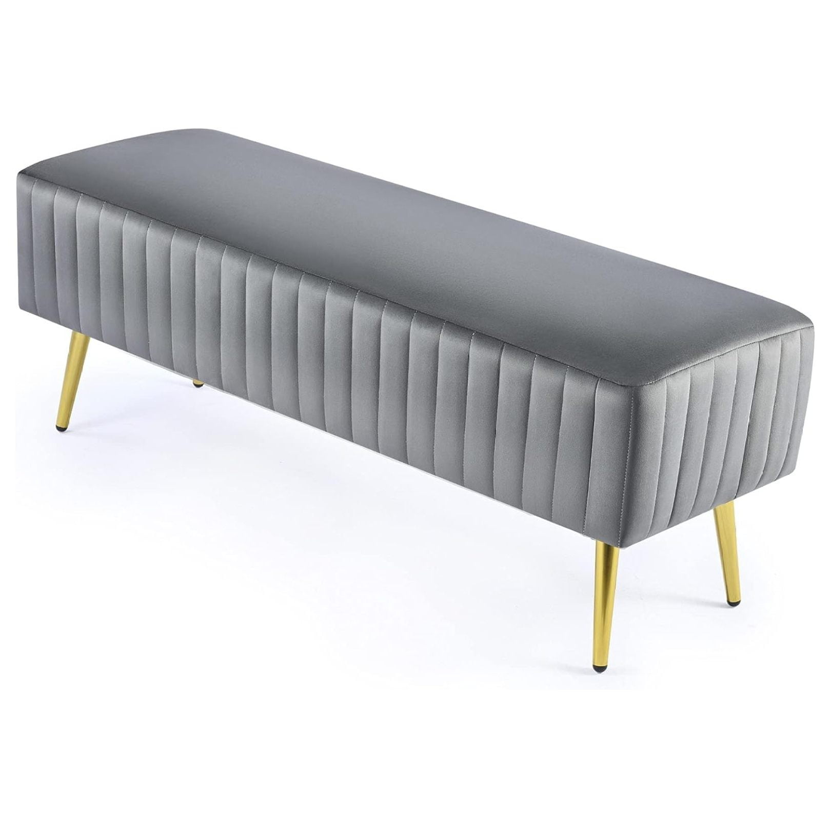 Drevy 46" Extra-Long Ottoman Footrest Stool, Upholstered Velvet Bench ...