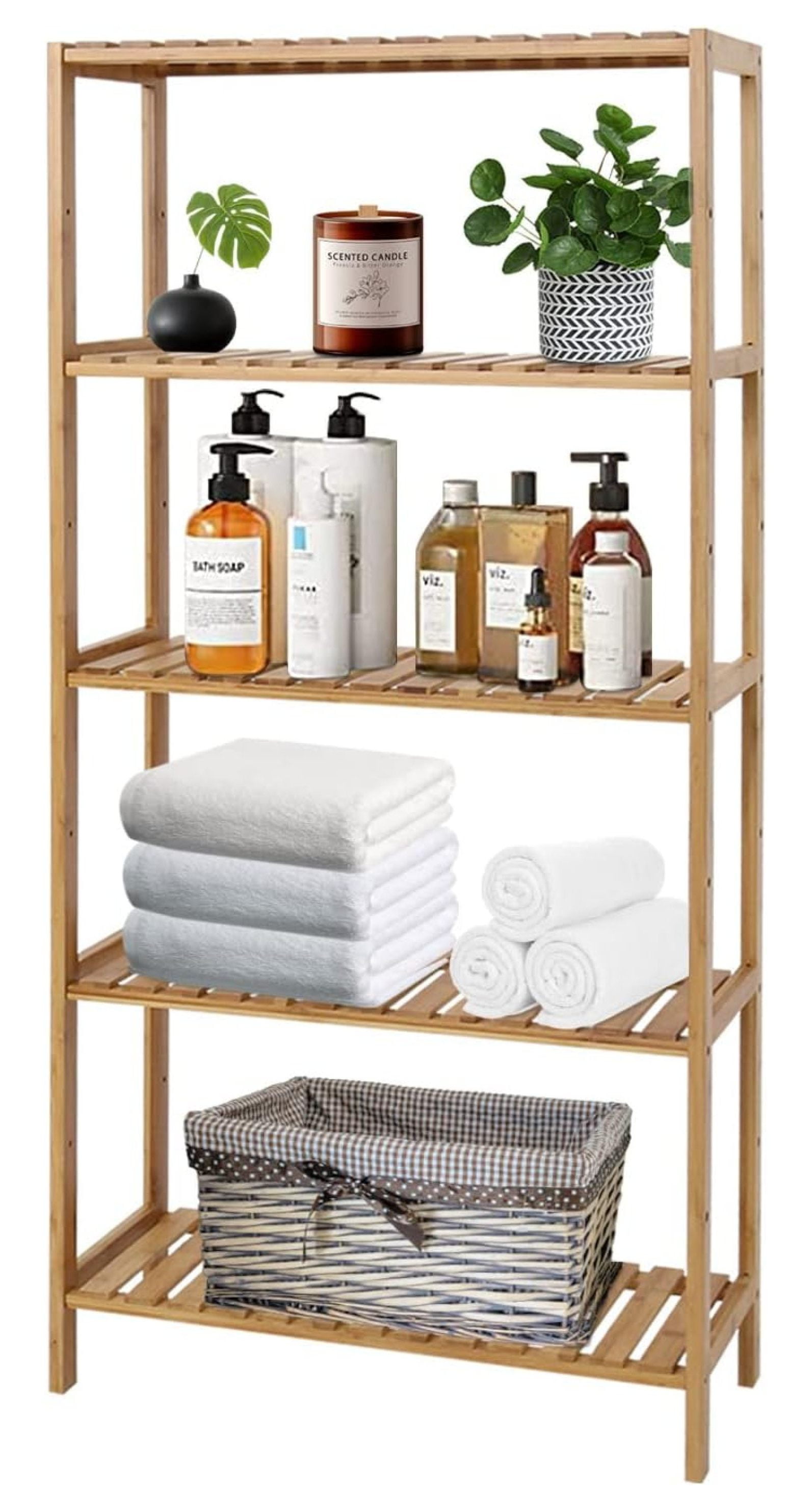 Drevy 5-Tier Bamboo Standing Storage Rack Shelf Multifunctional Bamboo ...