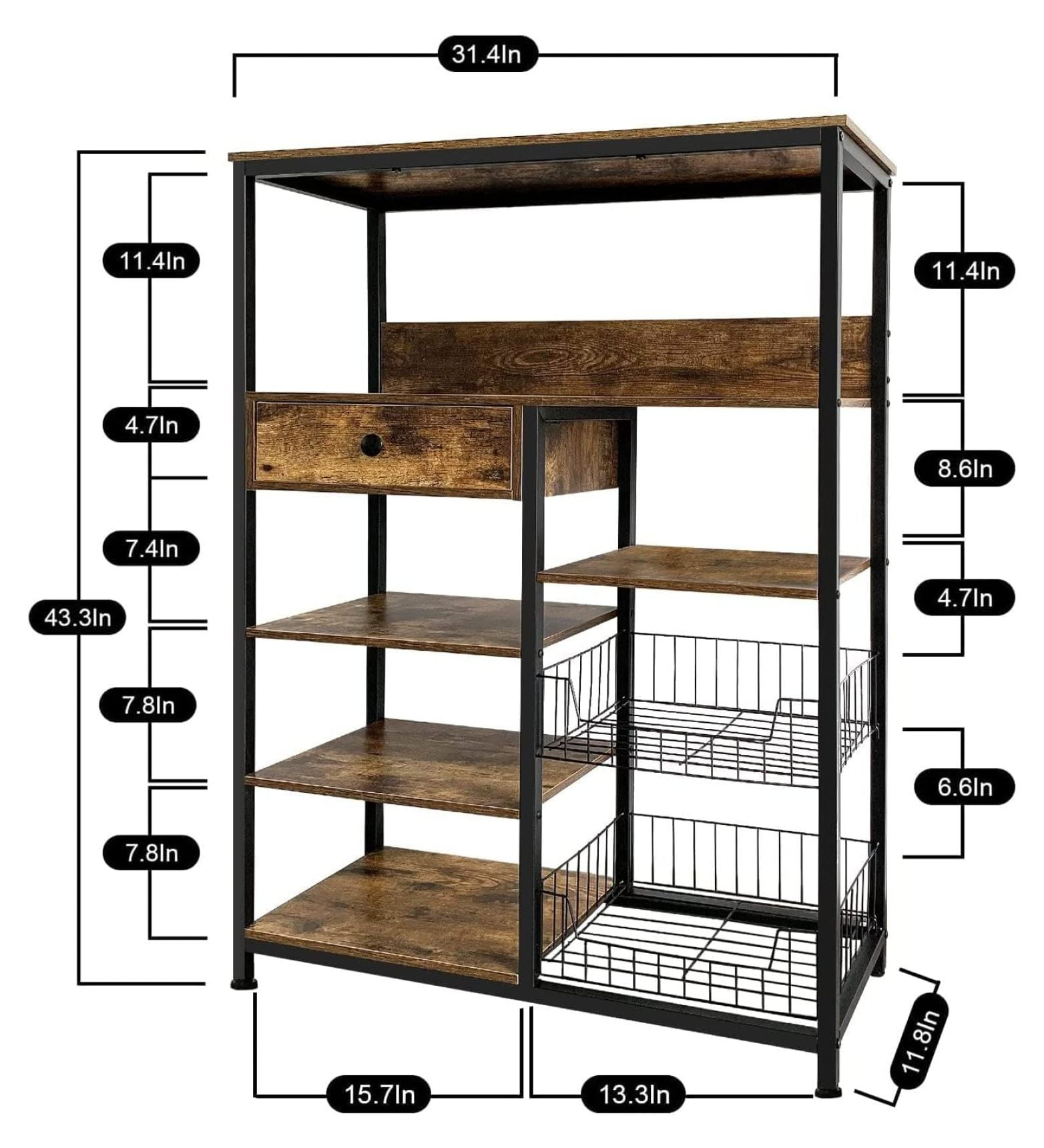 Drevy 5-Tier Kitchen Baker’s Rack,Industrial Kitchen Utility Storage ...