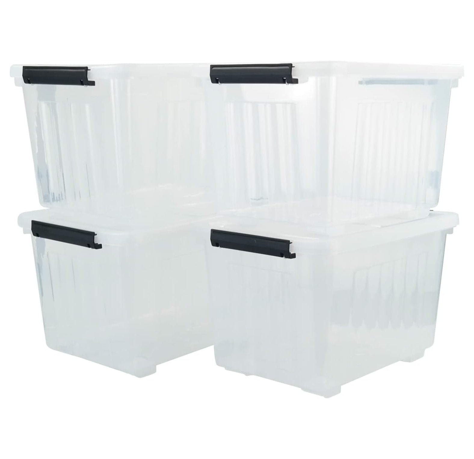 Drevy 50 Quarts Plastic Storage Boxes Large Bins With Lids And Wheels 4 Packs
