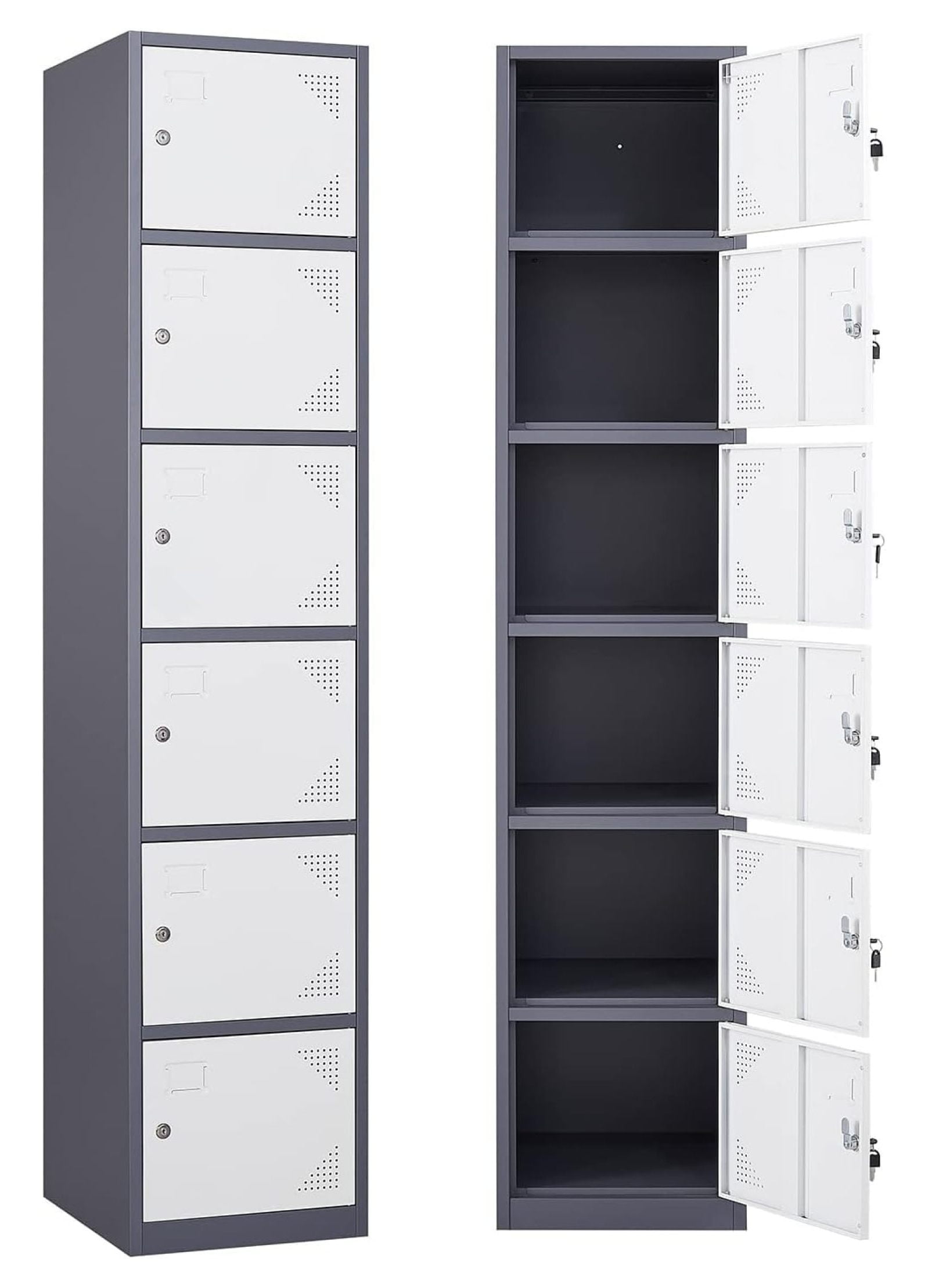Drevy 6 Door Locker, Storage Lockers Cabinet with Keys, Lockable Locker ...