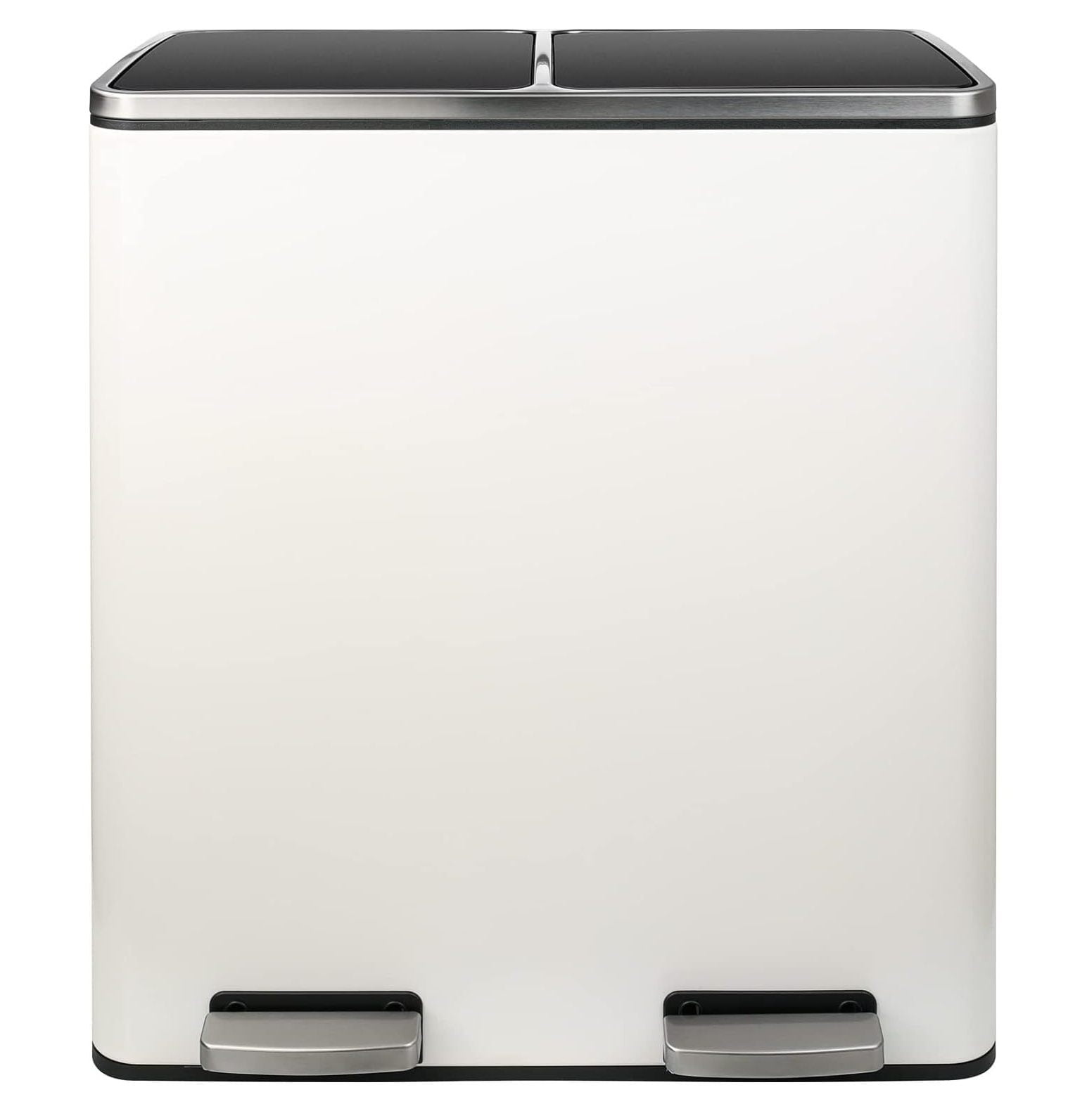 Drevy 60L(16 Gal) Dual Trash Can, Stainless Steel Kitchen Garbage Can ...
