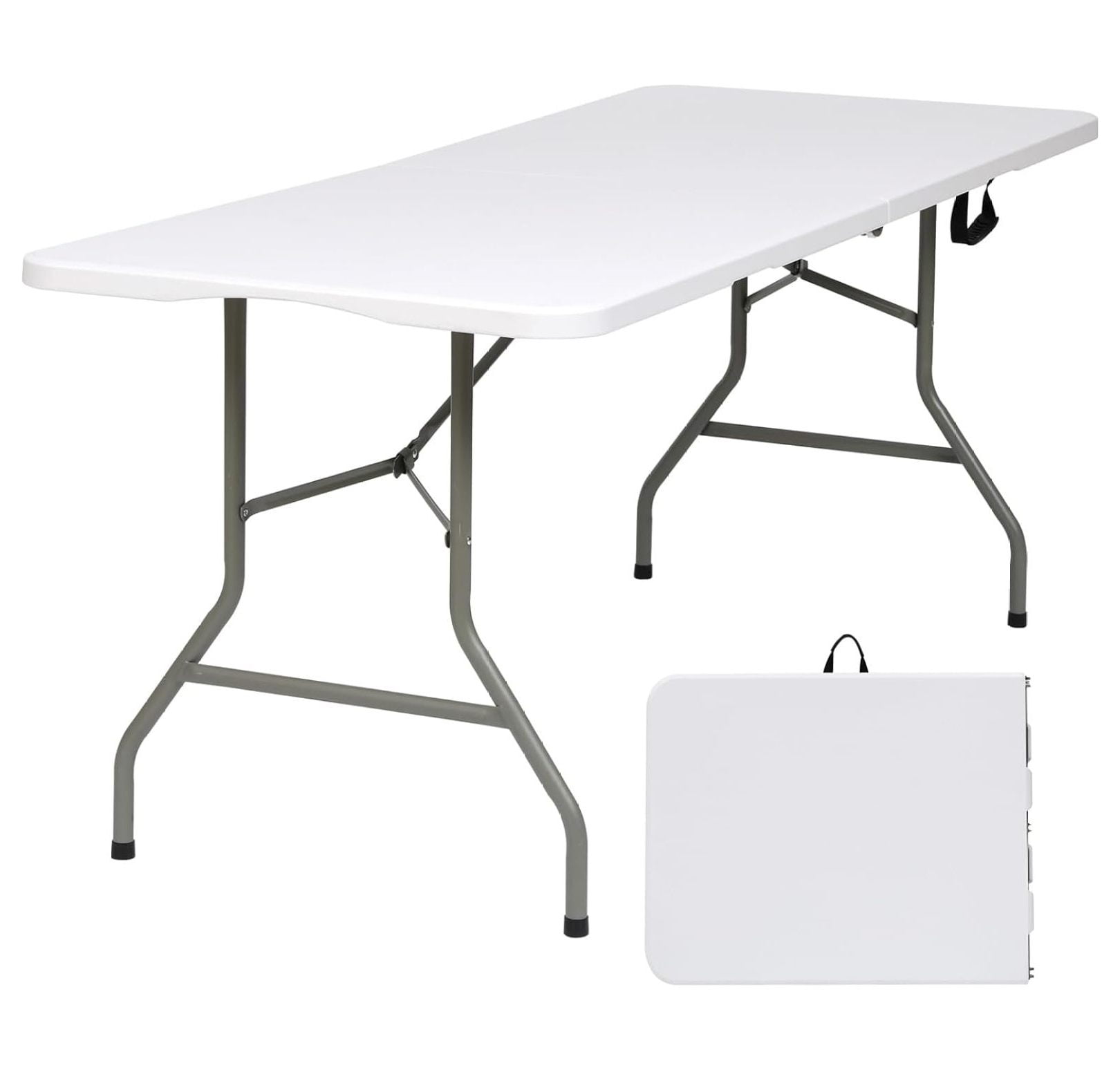 Drevy 6ft Folding Table - Portable Fold in Half Table with Carrying ...