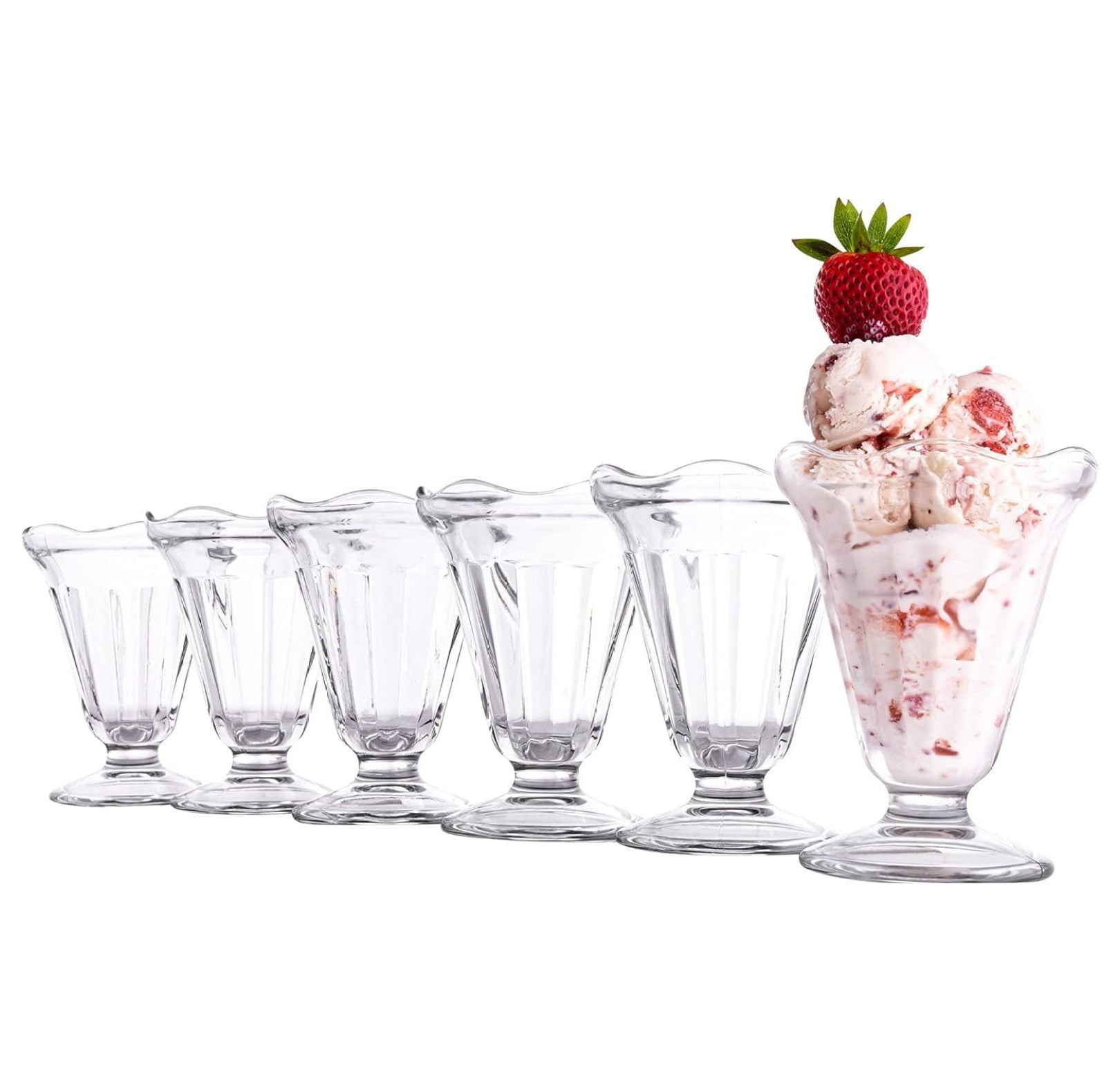 Drevy 7.5-Ounce Footed Ice Cream Cups, Classic Sundae Glass Cups, Thick ...