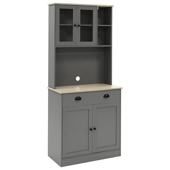 Drevy 71" Pantry Cabinets with Buffet Hutch, Kitchen Storage Cabinets w ...