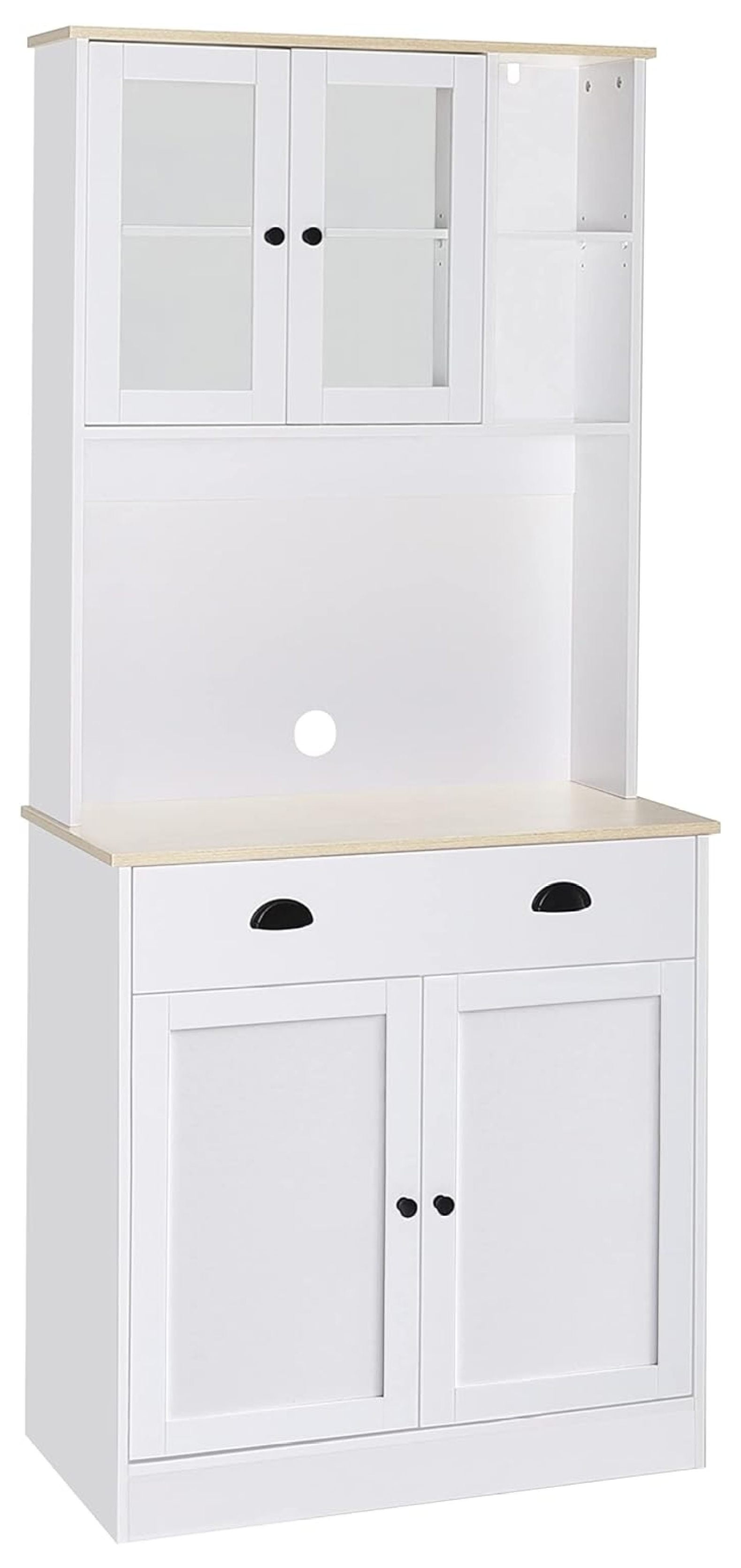 Drevy 71" Pantry Cabinets with Buffet Hutch, Kitchen Storage Cabinets w ...