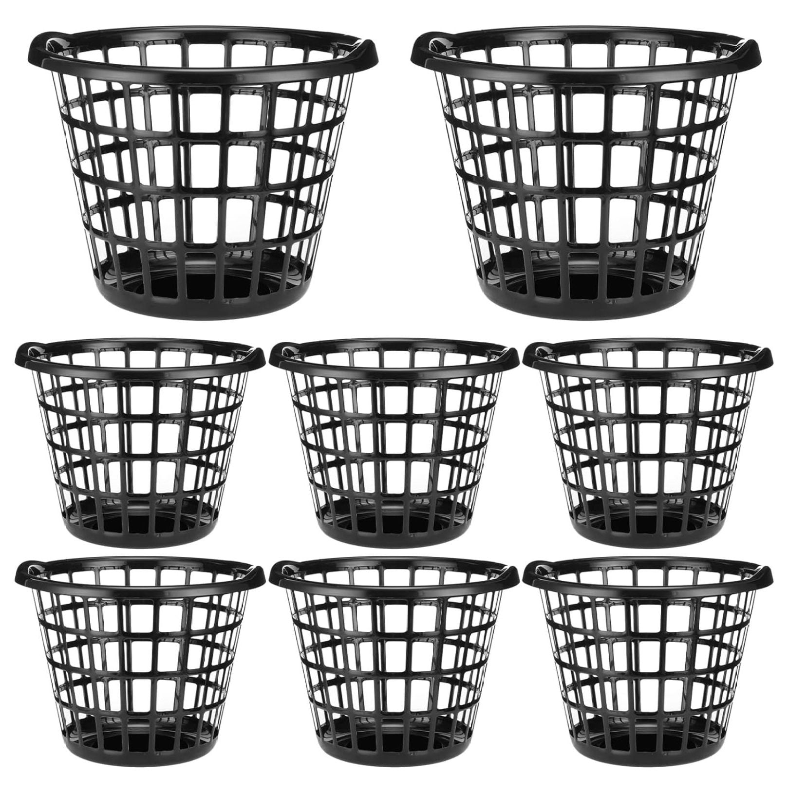 Drevy 8 Pcs Black Lightweight Laundry Baskets Plastic Large Round ...