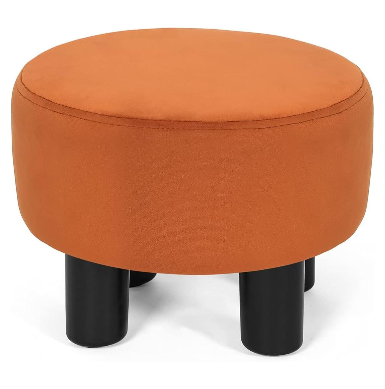 Drevy 9.8 inch High Small Footstool Fabric Ottoman Orange Footrest ...