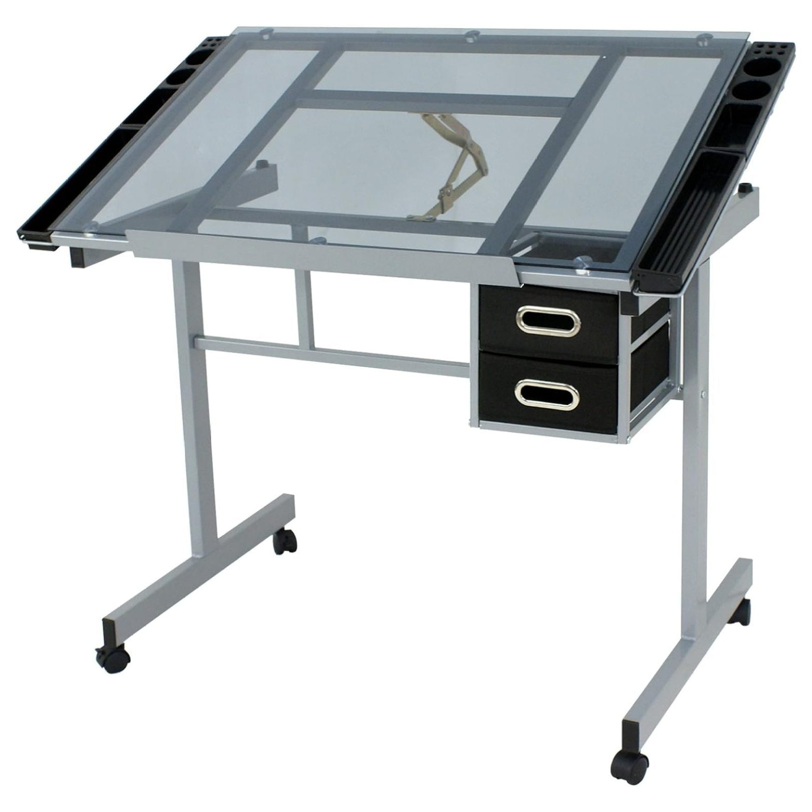 Drevy Adjustable Drafting Table Drawing Desk Clear Glass Top Craft Art ...