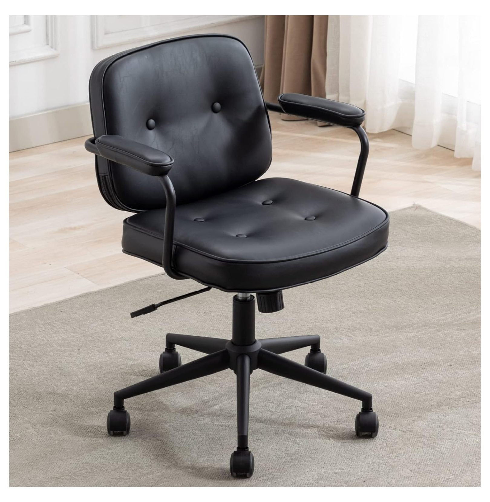 Drevy Adjustable Pu Leather Office Chair, Comfy 360° Swivel Task Chair ...