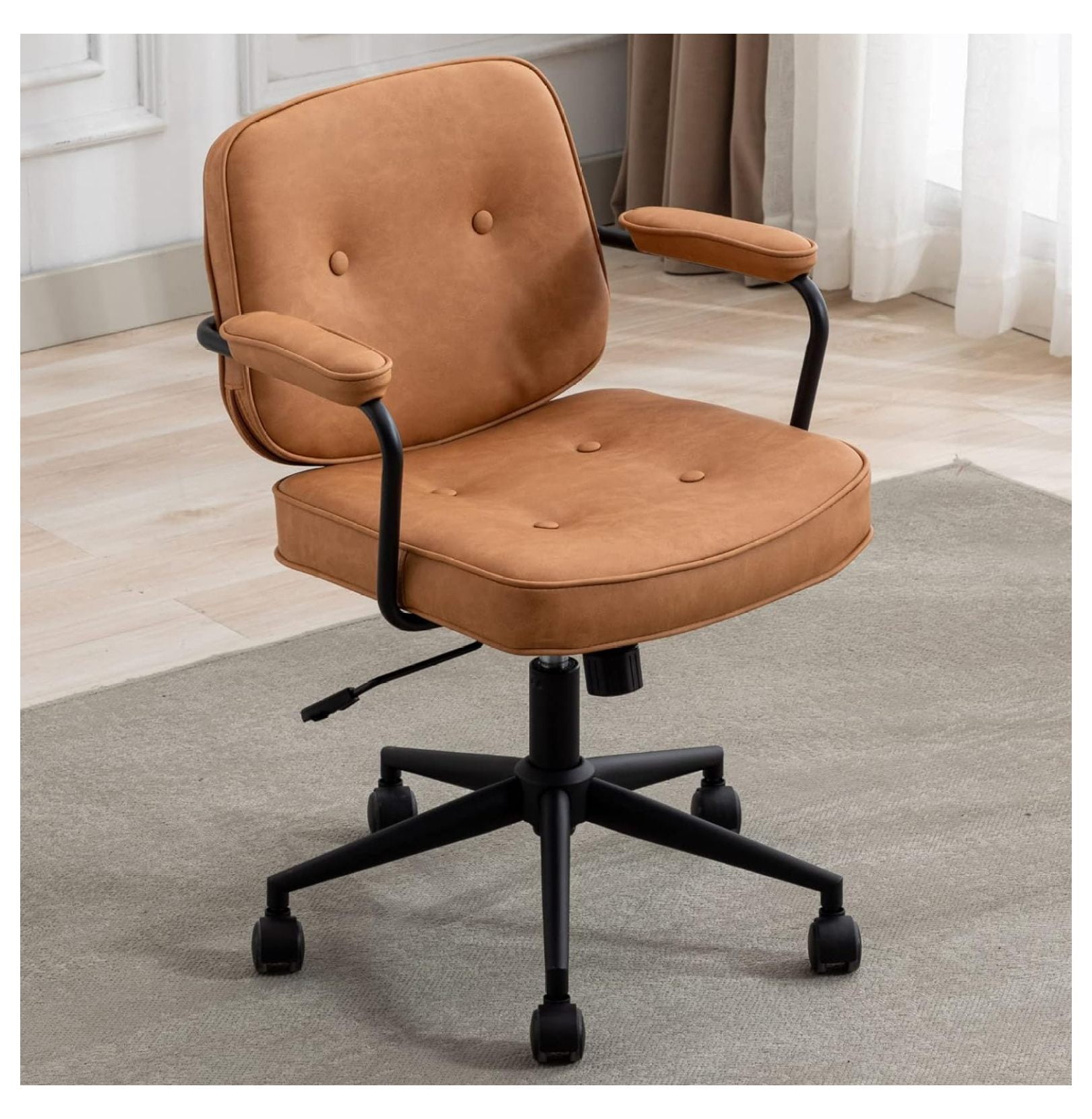 Drevy Adjustable Pu Leather Office Chair, Comfy 360° Swivel Task Chair ...