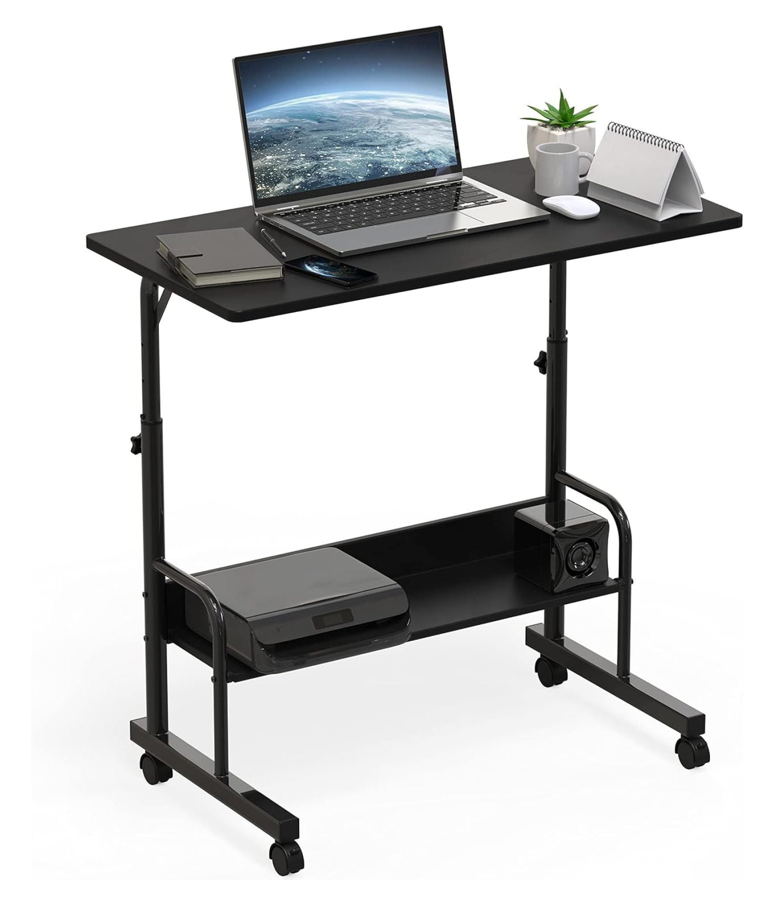 Drevy Adjustable Standing Mobile Desk, Black - Walmart.com