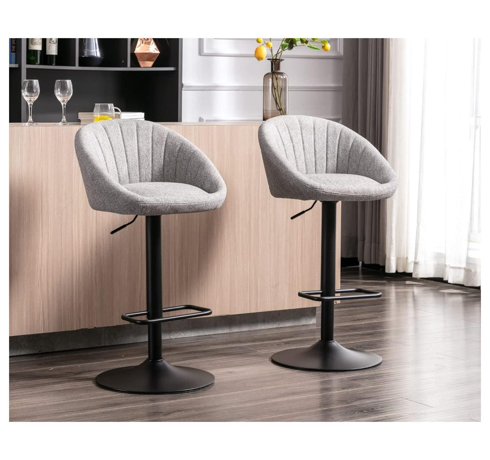 Drevy Adjustable Swivel Bar Stools Set of 2 Modern Counter Height ...