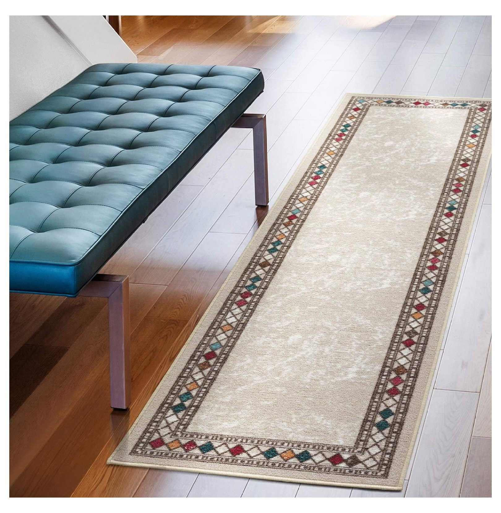 Drevy Alfombras Modern Bordered 2x10 Non-Skid (Non-Slip) Low Profile ...