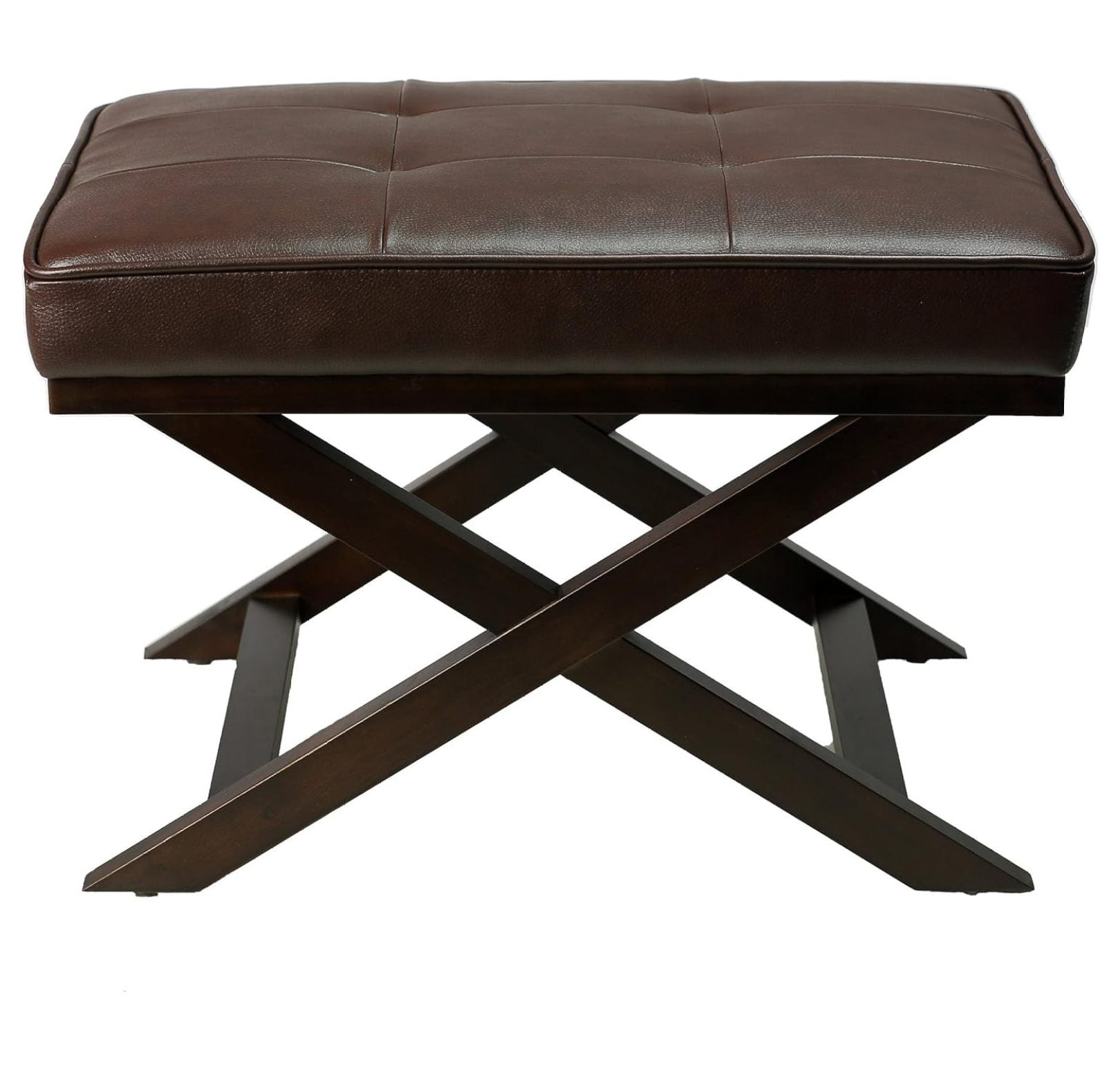 Drevy Ari X X Bench Ottoman in Bonded Leather with Dark Walnut Wood ...