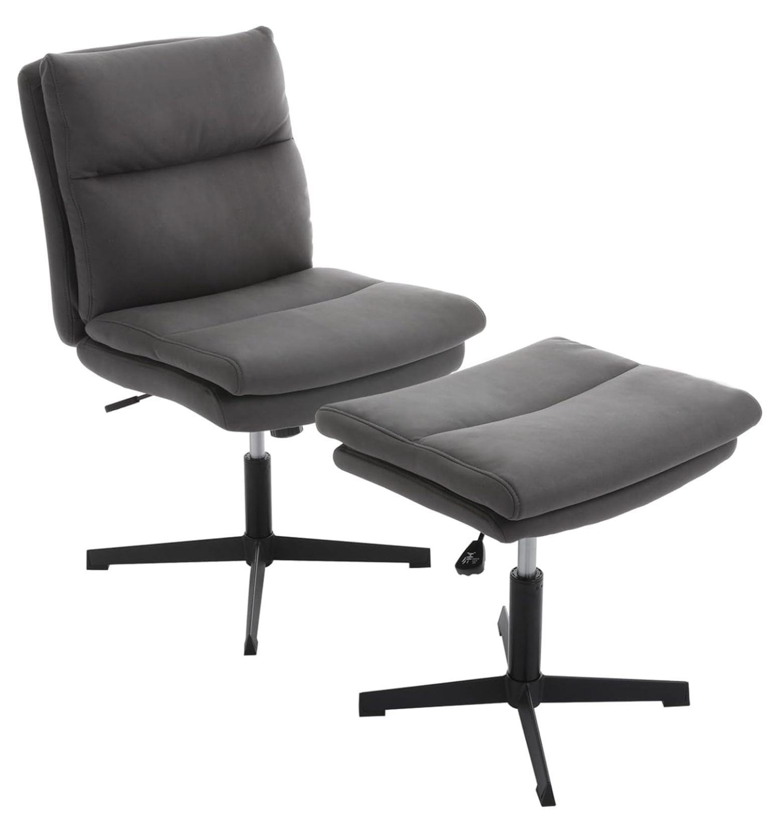 Drevy Armless Chair with Ottoman, Modern Living Room Chair Set, Double ...