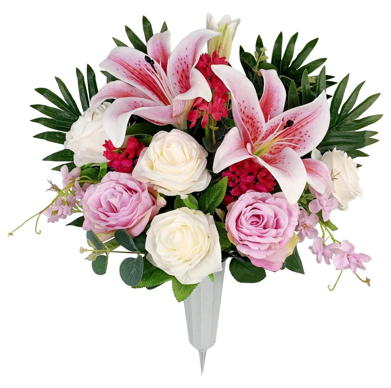 Drevy Artificial Cemetery Flowers for Grave Vase， Headstone Silk Flower ...