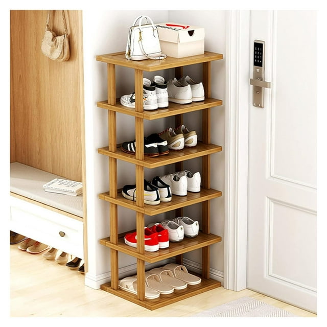 Drevy Bamboo Shoe Rack, Vertical Shoe Rack for Small Spaces, 6-Tier ...
