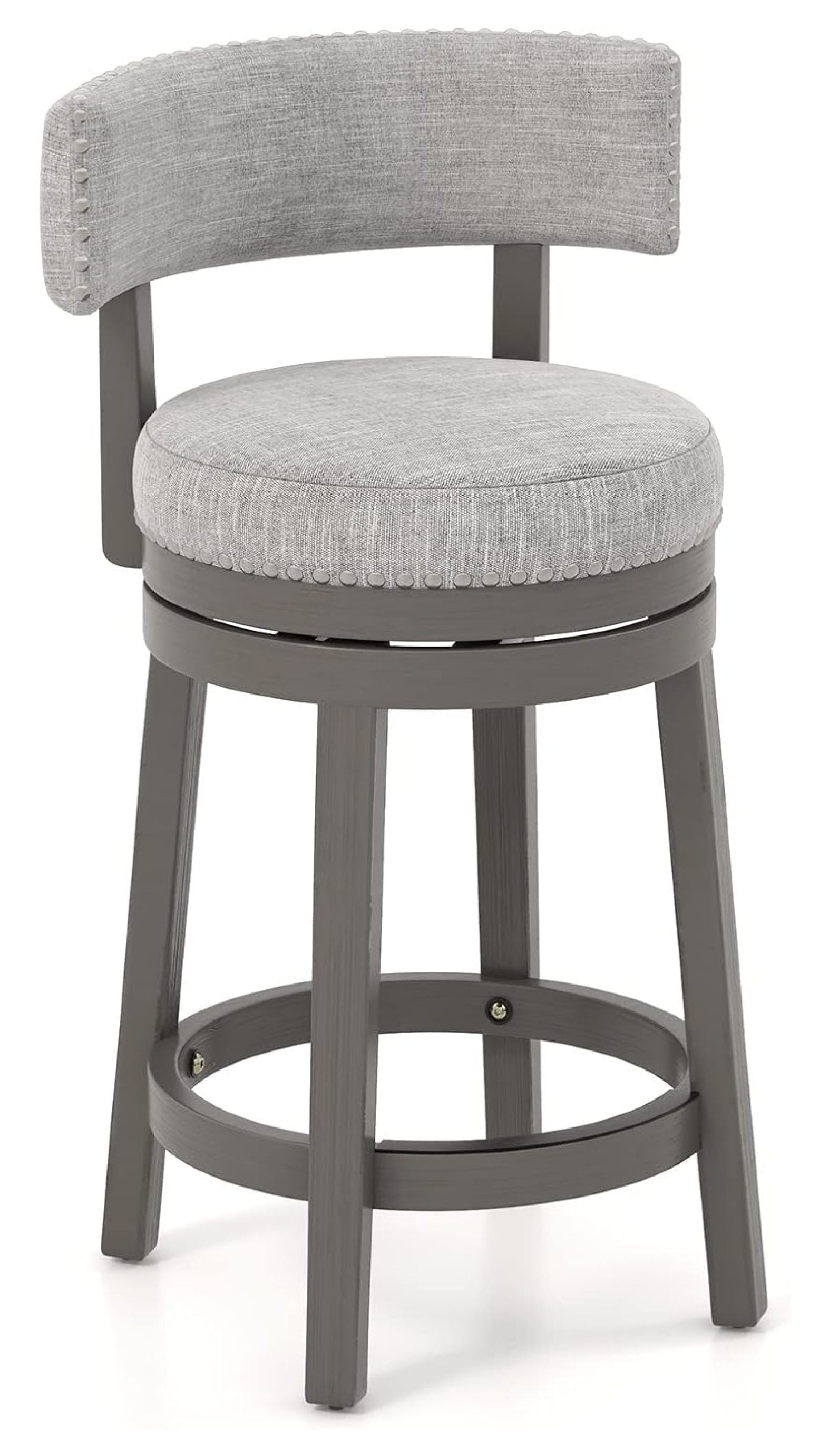 Drevy Bar Stool, 27-inch 360° Swivel Barstool with Upholstered Back ...