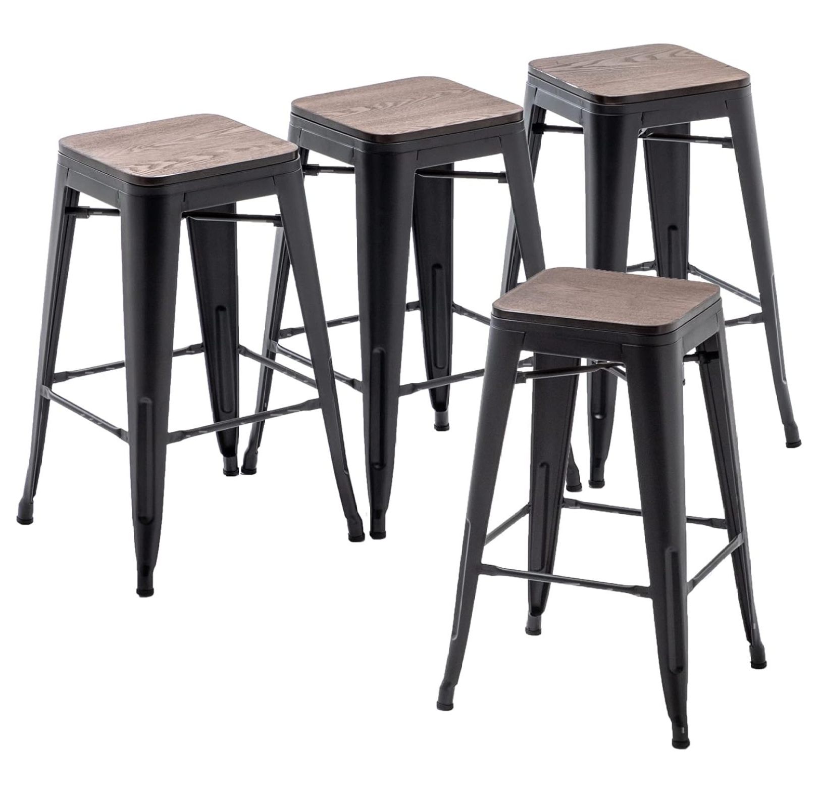 Drevy Bar Stools Industrial Counter Height Bar Stools Stackable ...