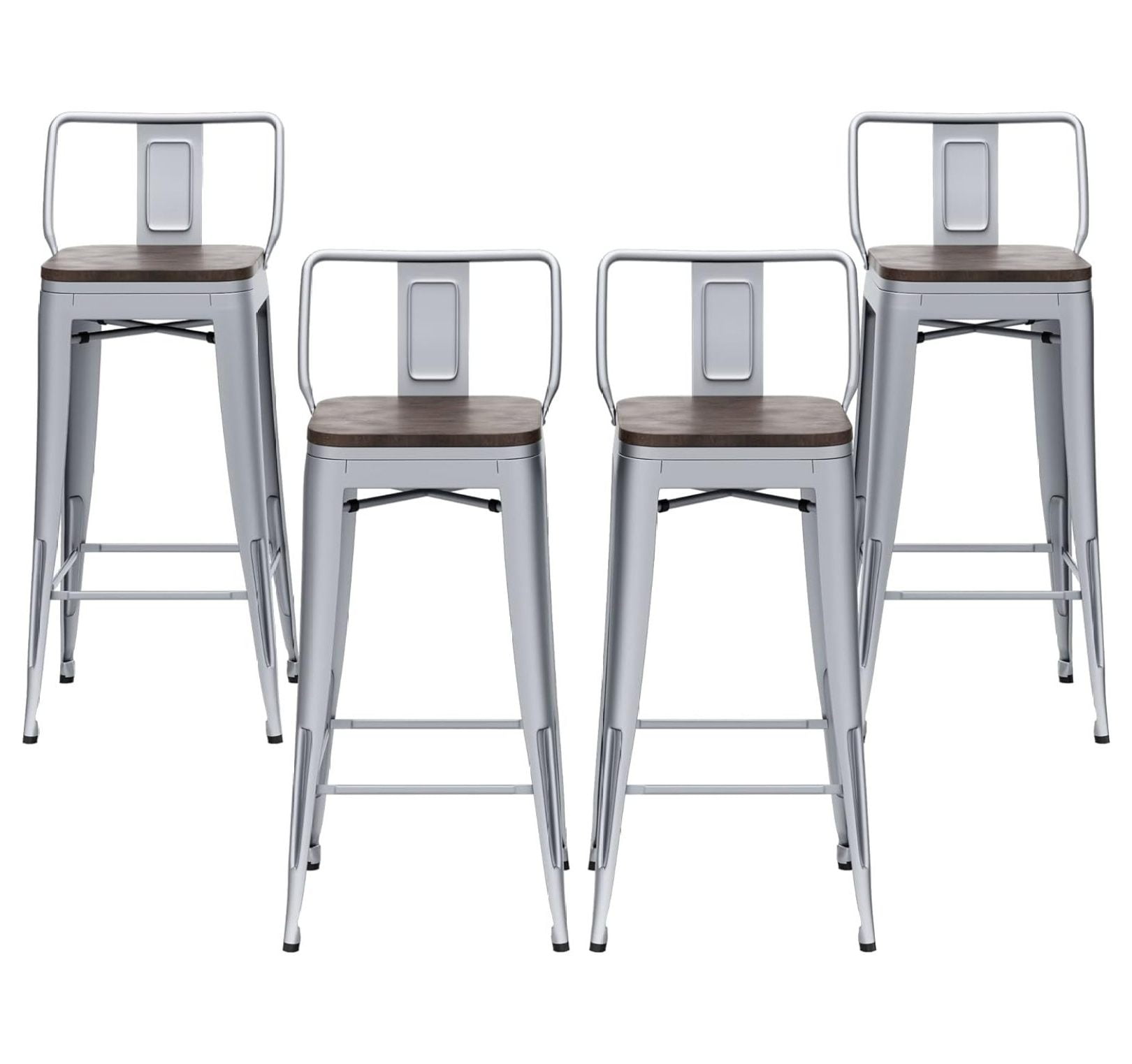 Drevy Bar Stools Industrial Metal Bar Stools Counter Height Stools (Low ...