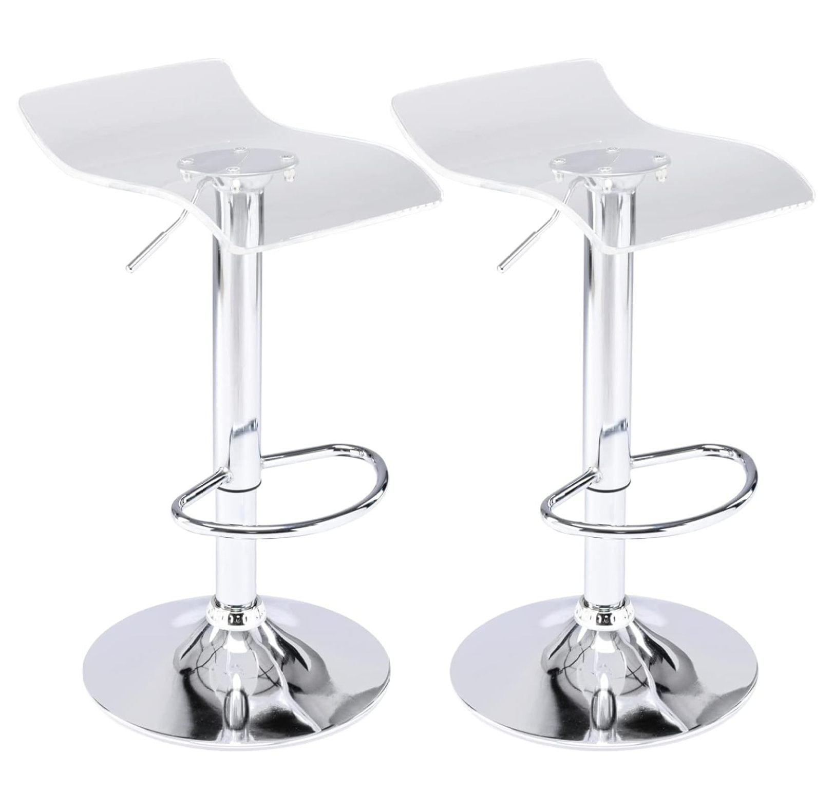 Drevy Bar Stools Set of 2, Backless Transparent Swivel Adjustable ...