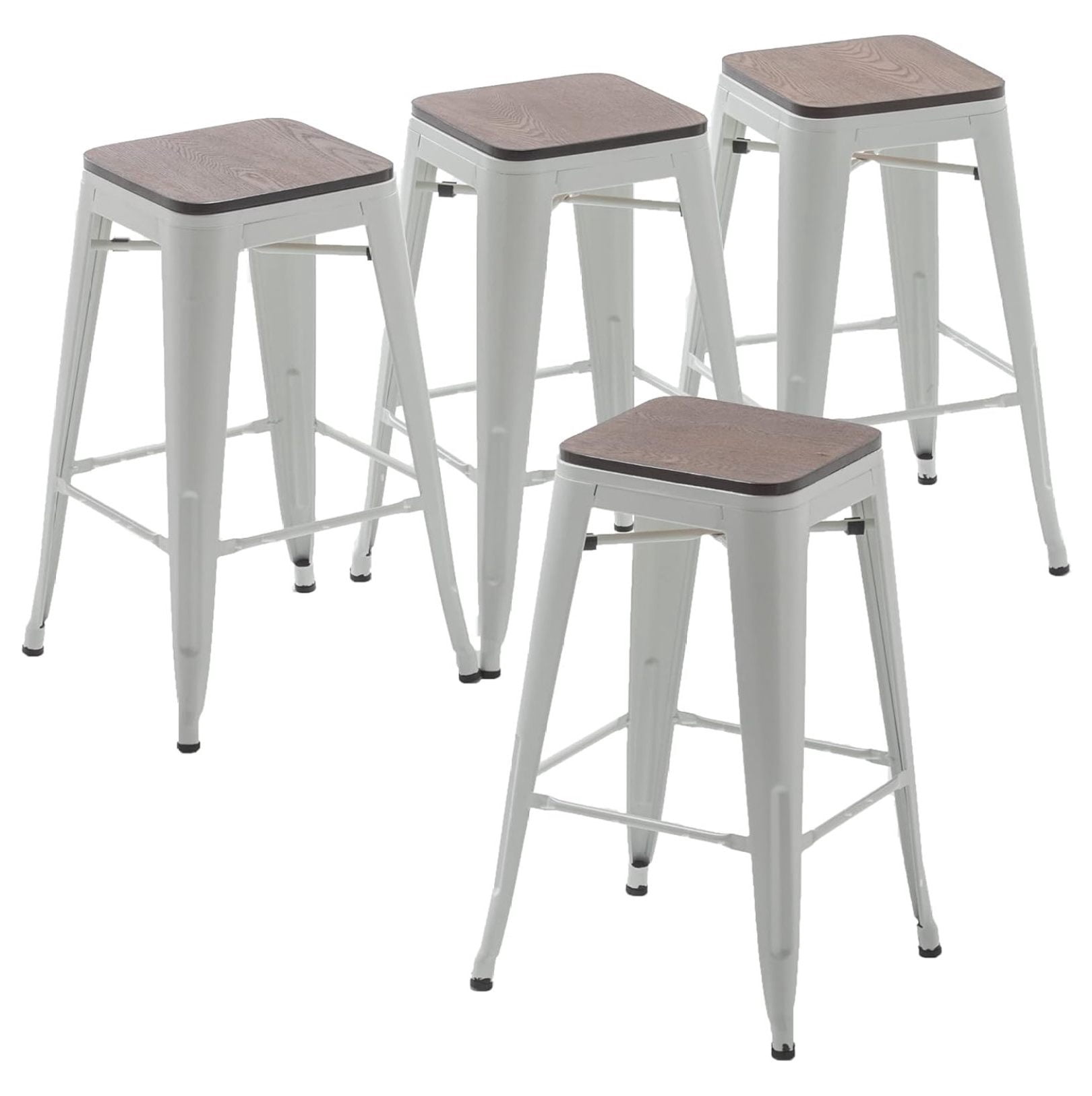 Drevy Bar Stools Set of 4 with Wooden Seat Backless Barstools ...