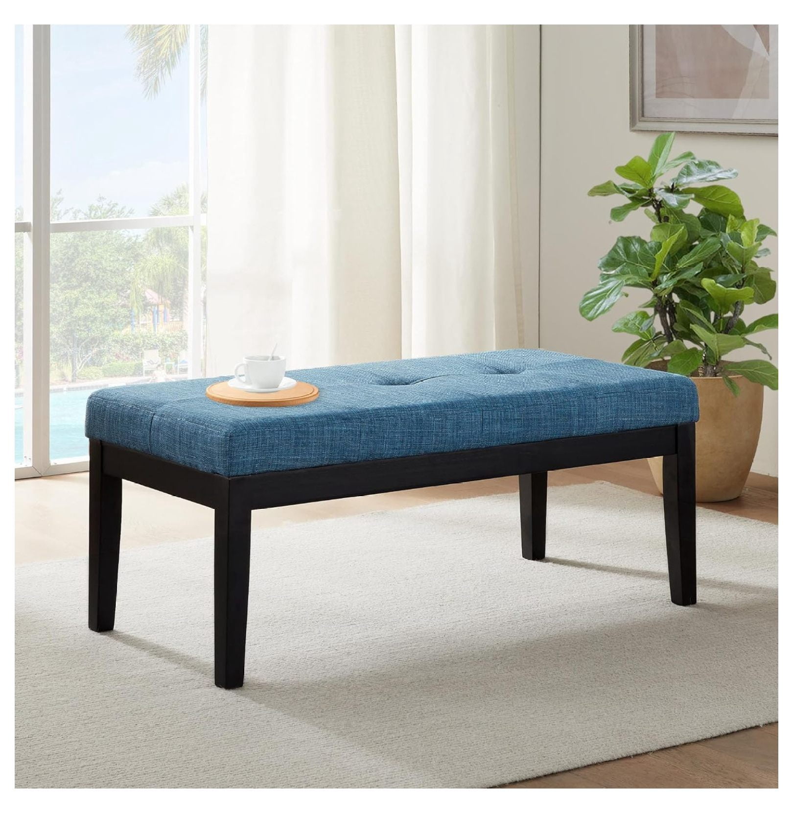 Drevy Bedroom End of Bed Bench, Modern Upholstered Bedroom Ottoman ...