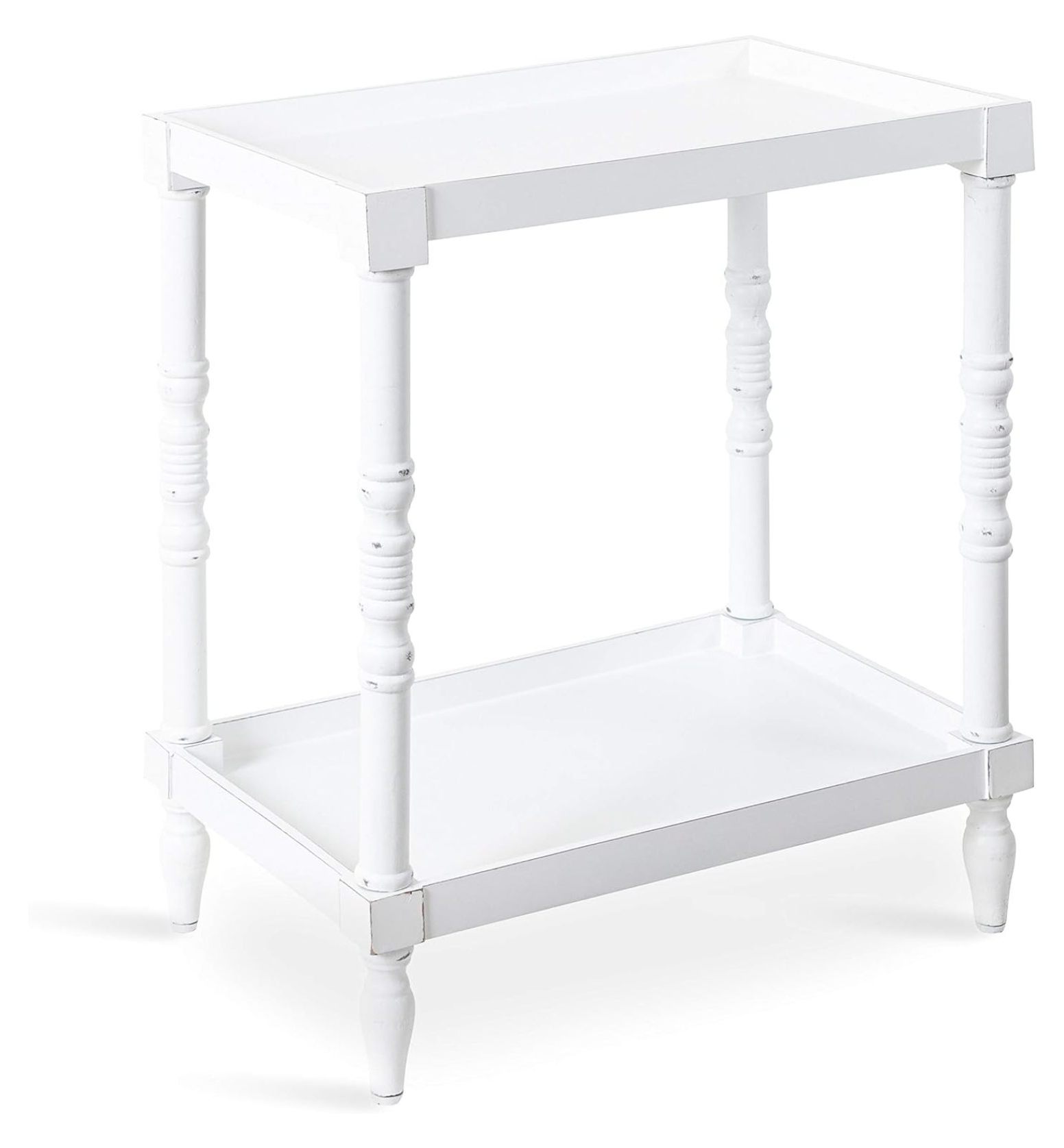 Drevy Bellport Coastal Side Table, 22 x 14 x 26, White, Rectangular End ...