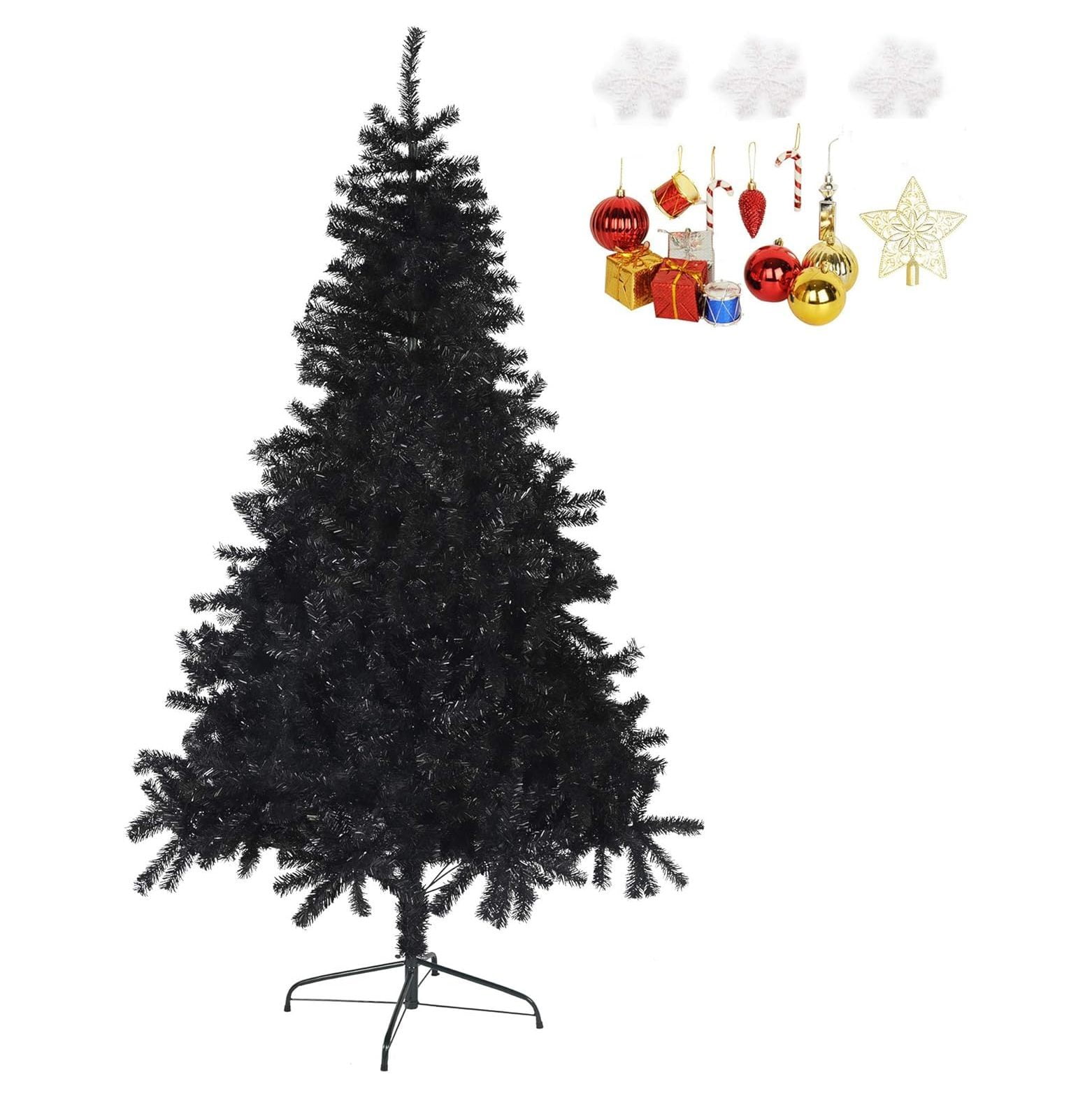 Drevy Black Christmas Tree 7 Feet Tree Artificial Pine Tree Holiday ...