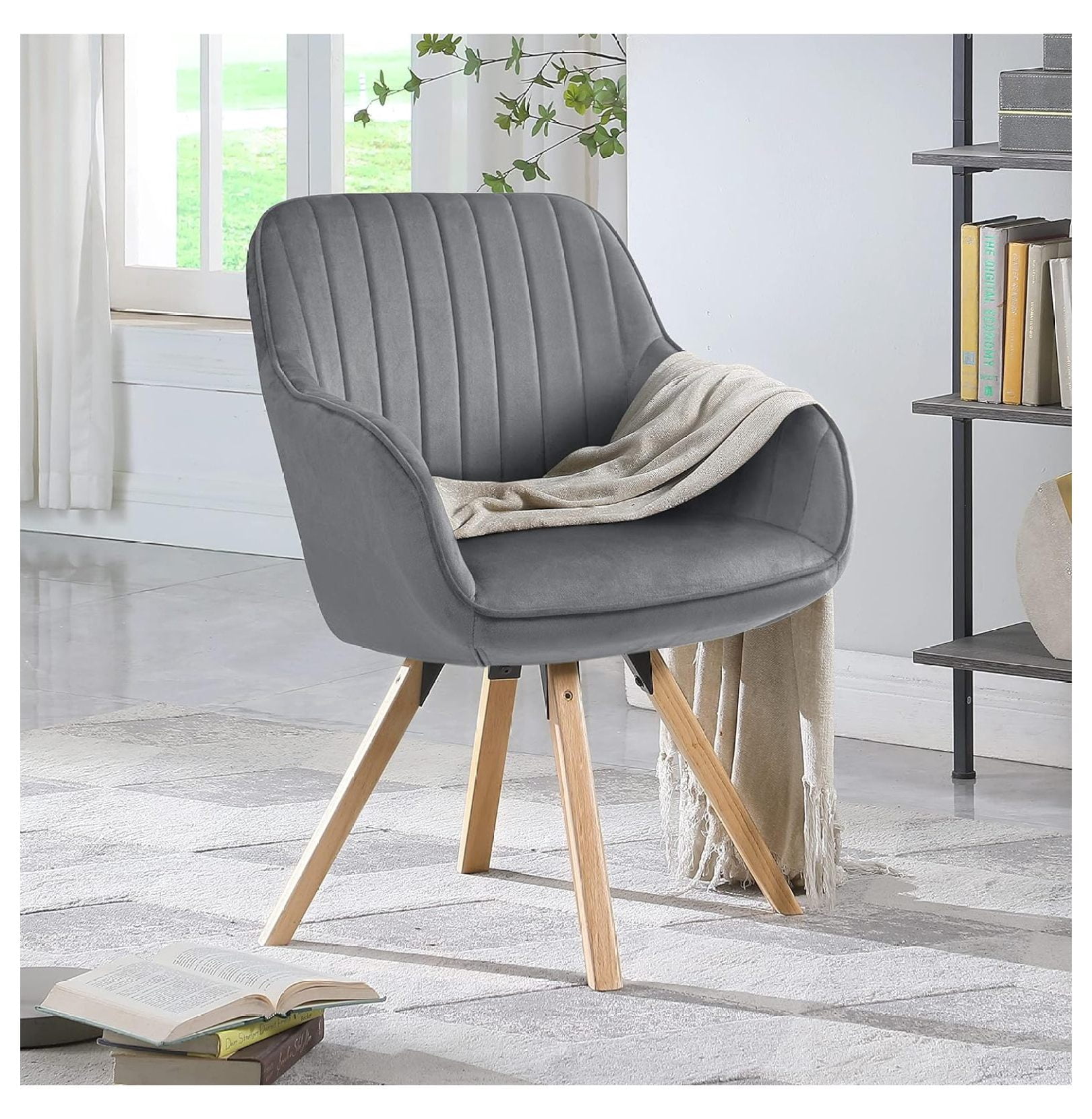 Drevy Century Modern Desk Chair No Wheels Swivel Accent Home Office ...