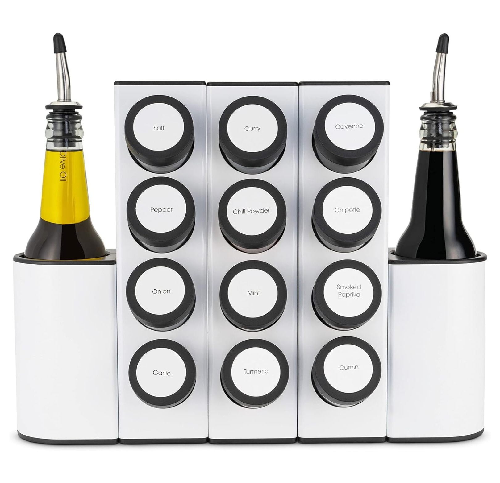Drevy Chef Caddy Spice Rack - Seasoning & Oil Organizer - Spice Labels ...