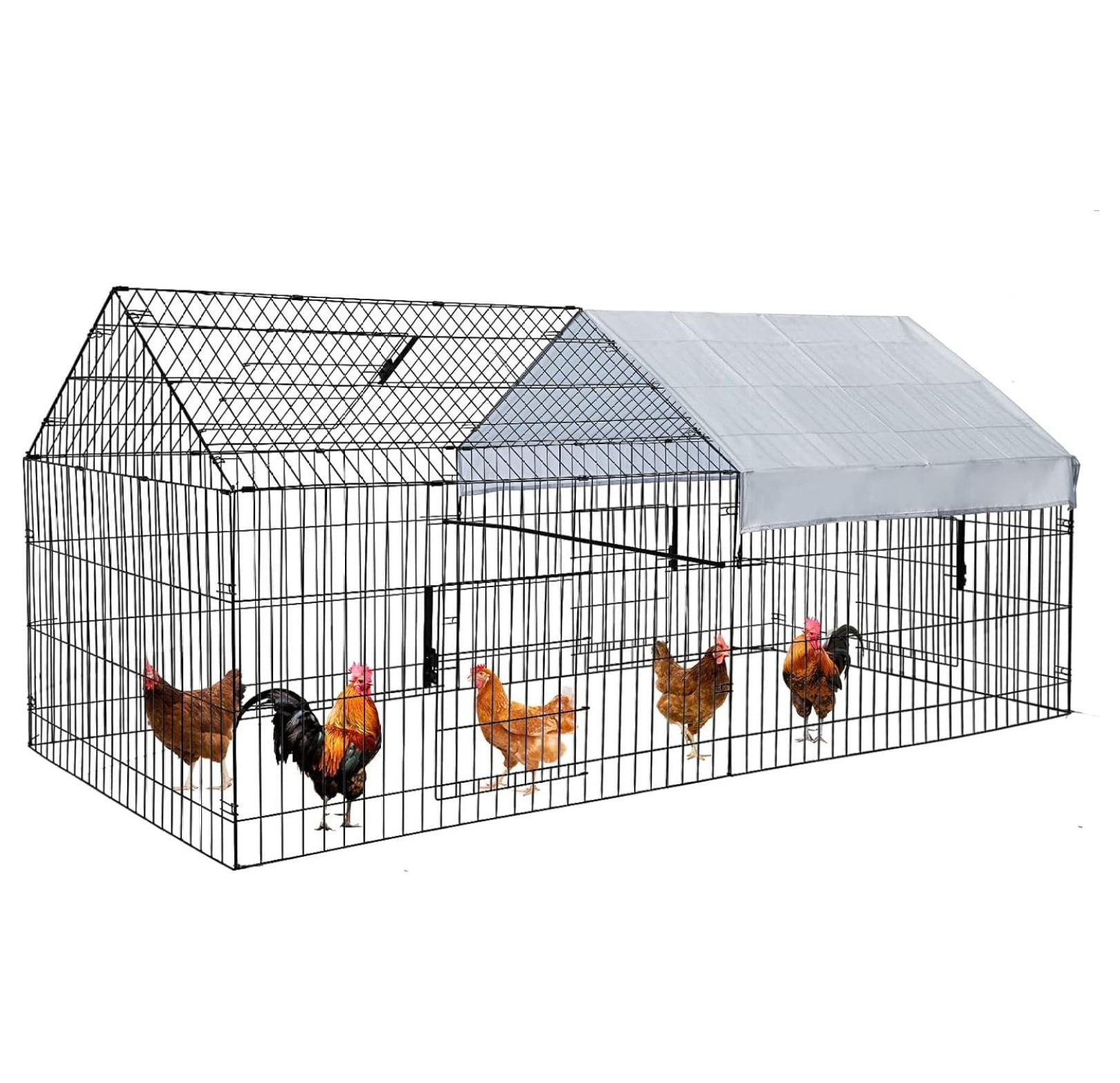 Drevy Chicken Coop 86"×40" Chicken Run Pen for Yard with Cover Outdoor ...
