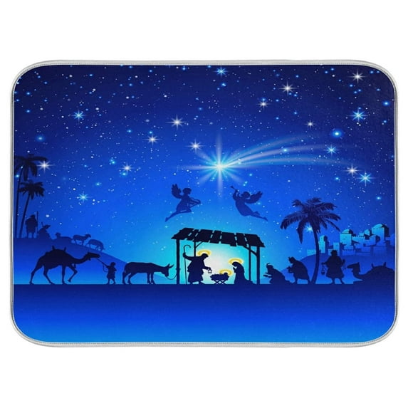 Drevy Christmas Nativity Scene Dish Drying Mat for Kitchen Counter ...