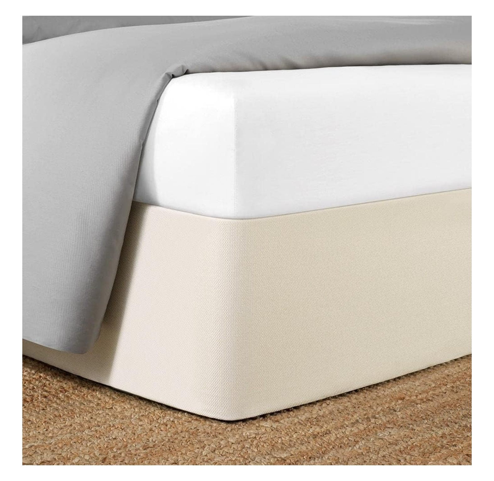 Drevy Circa Bed Wrap, Modern Bed Skirt Alternative with Bamboo , Ivory ...