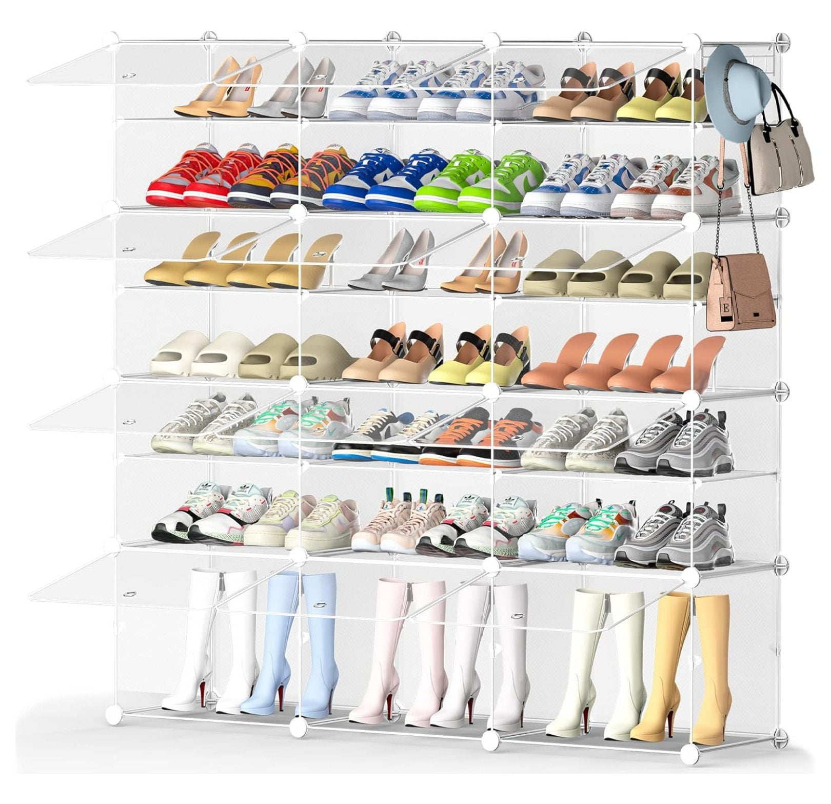 Drevy Clear Shoe Organizer, 3 By 8 Tier Shoe Rack Shoe Storage Cabinet ...